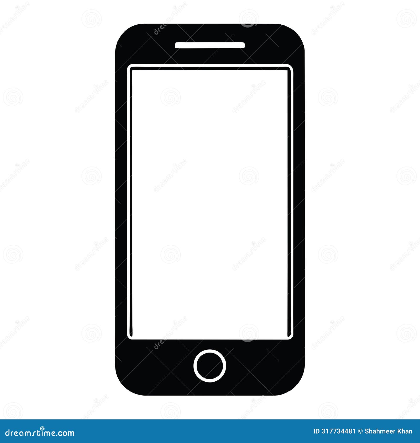 Smartphone Frame Border a Black Silhouette Icon, Transparent Screen and ...