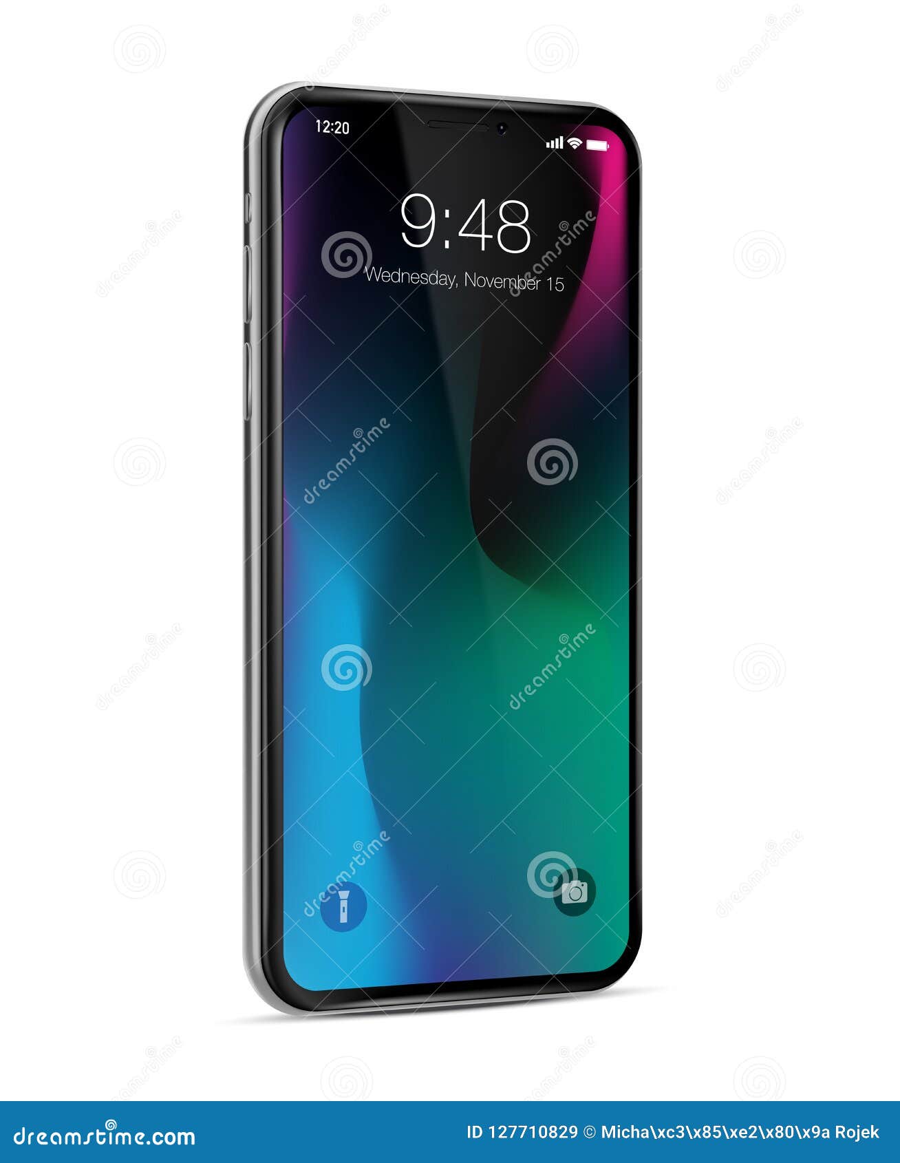 Smartphone Frameless Lockscreen Perspective View Stock Illustration ...