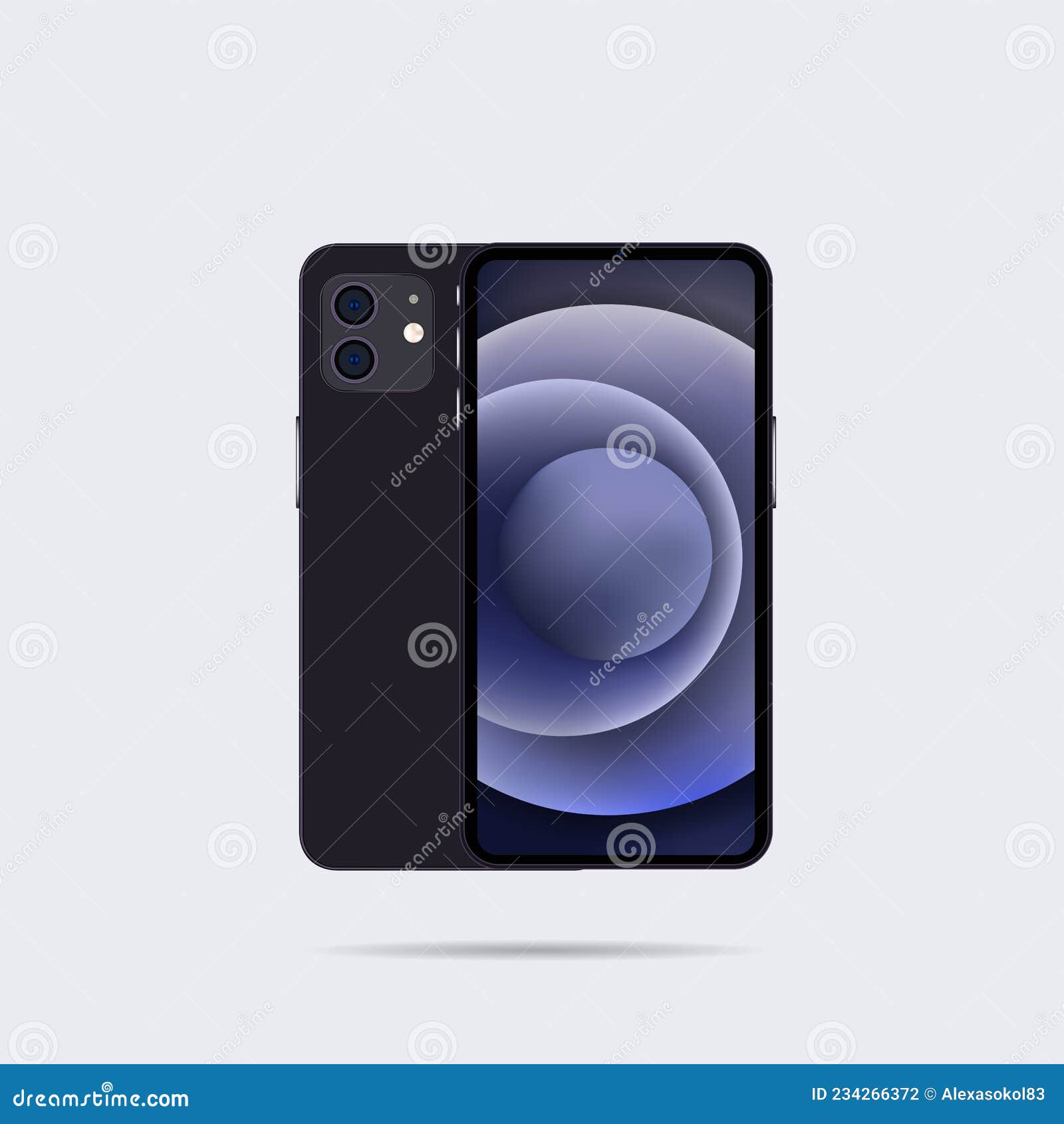 Smartphone. Front and Back View Illustration Stock Vector ...