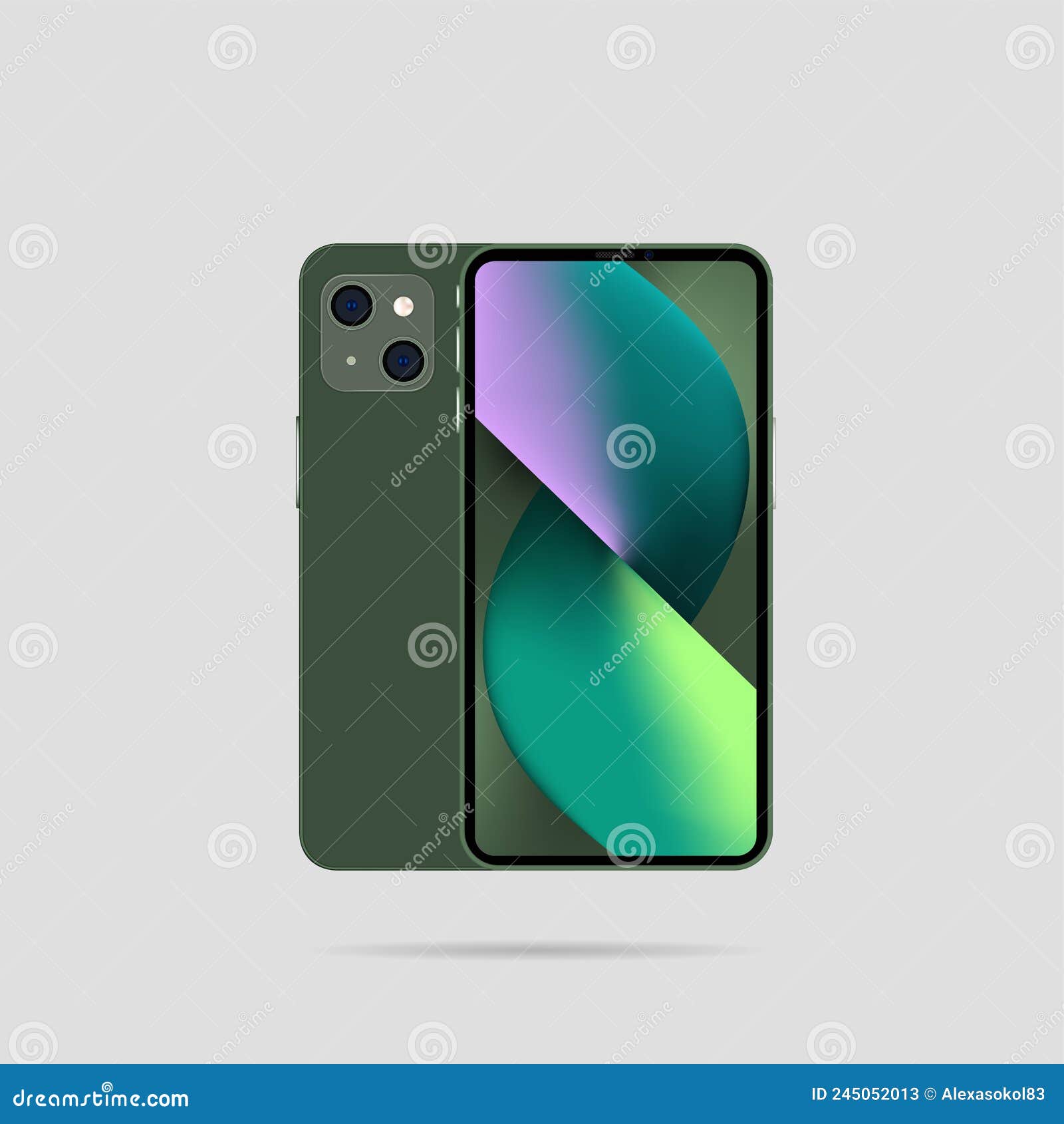 Smartphone. Front and Back View Illustration Stock Vector ...