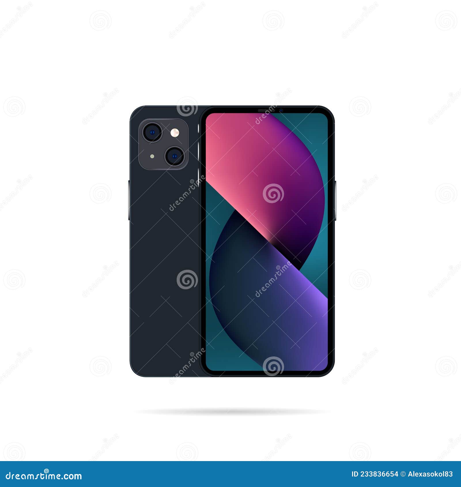 Smartphone. Front and Back View Illustration Stock Vector ...