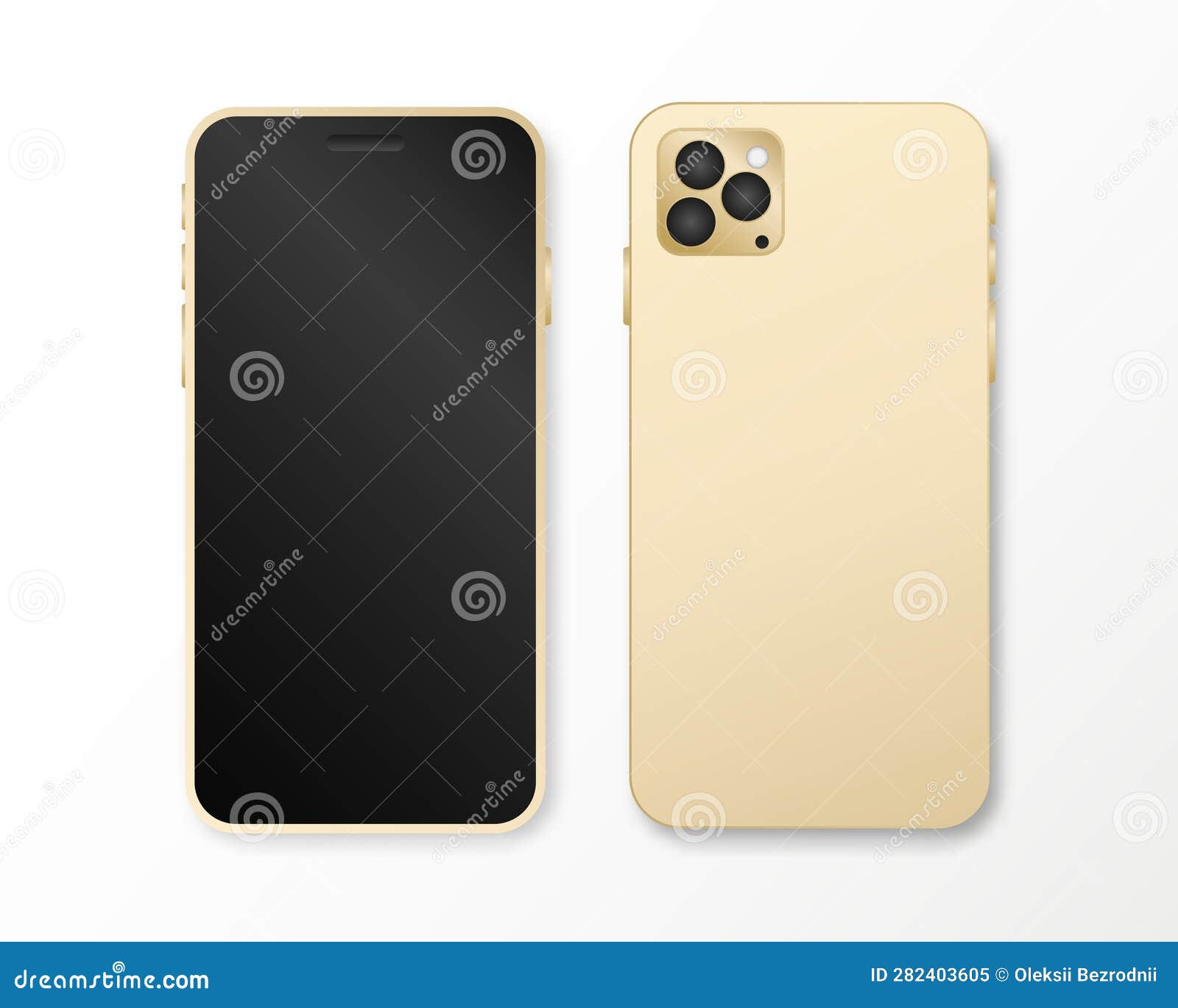 Smartphone Front and Back View Mockup Stock Vector - Illustration of ...