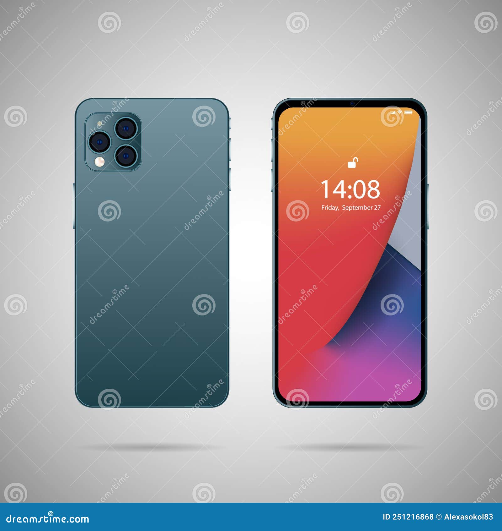 Smartphone. Front and Back View Vector Illustration Stock Illustration ...