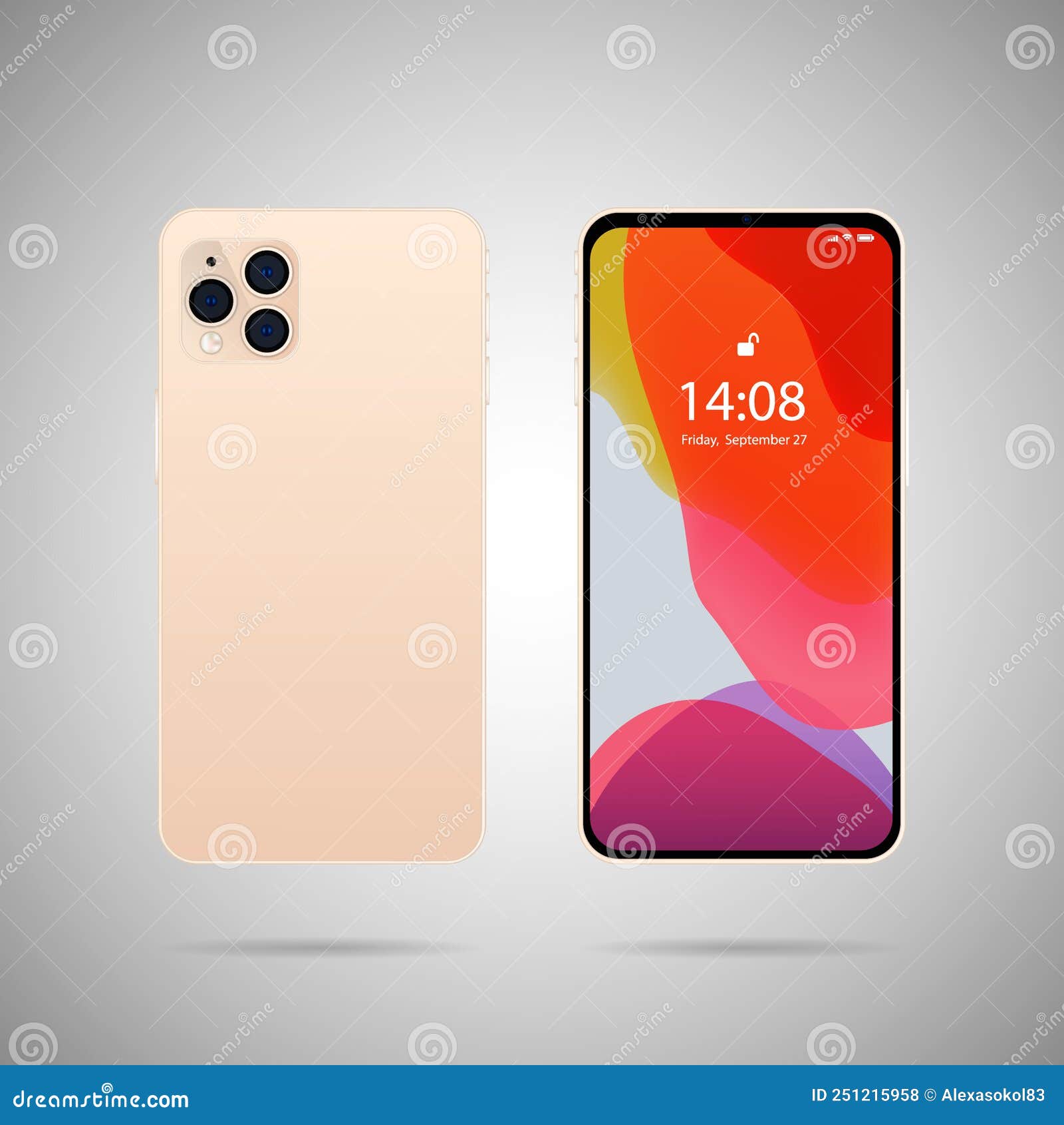 Smartphone. Front and Back View Vector Illustration Stock Vector ...