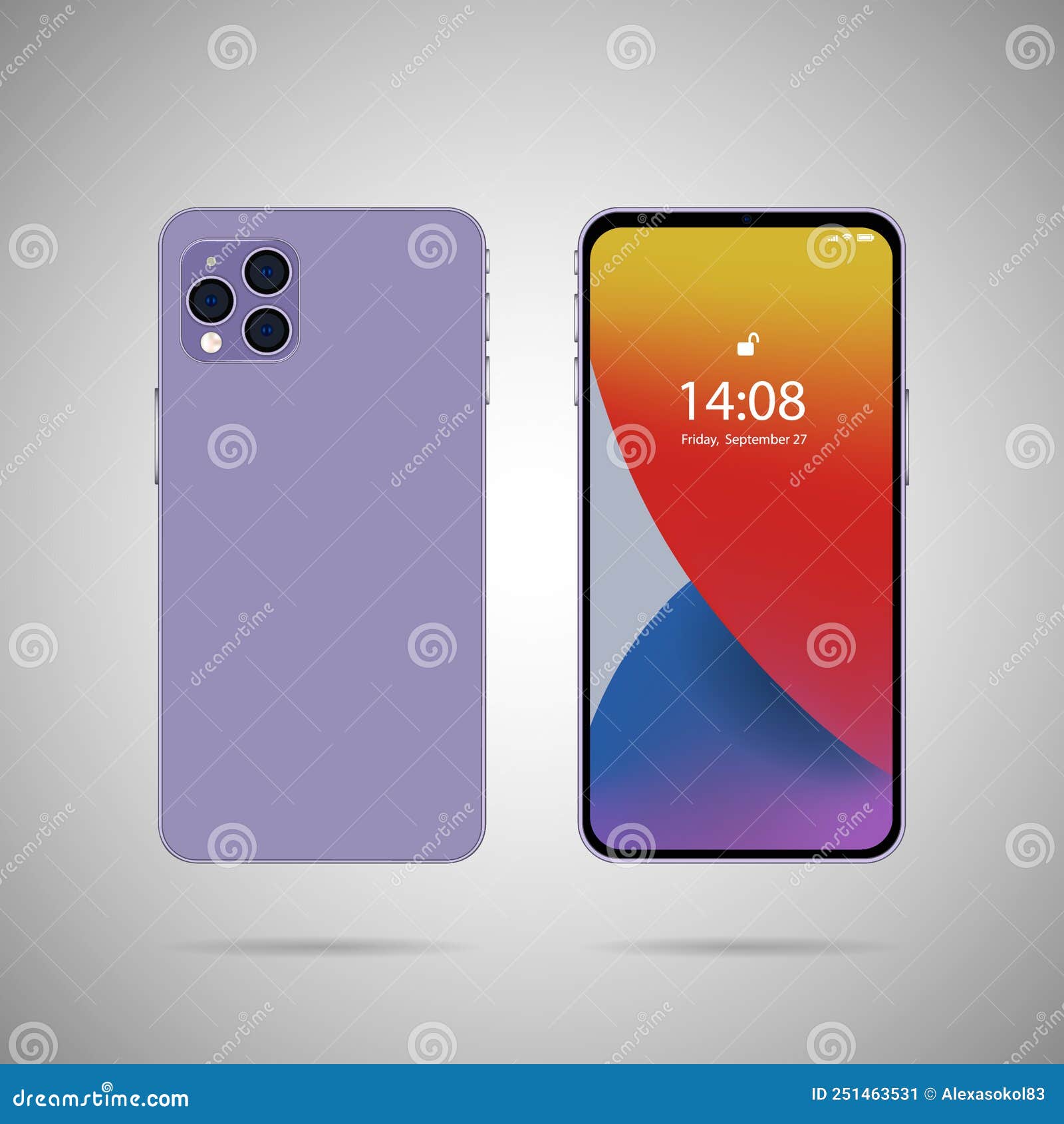 Smartphone. Front and Back View Vector Illustration Editorial Photo ...
