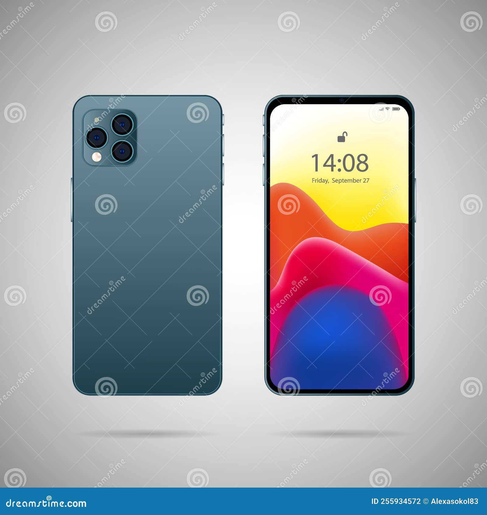 Smartphone. Front and Back View Vector Illustration Stock Vector ...