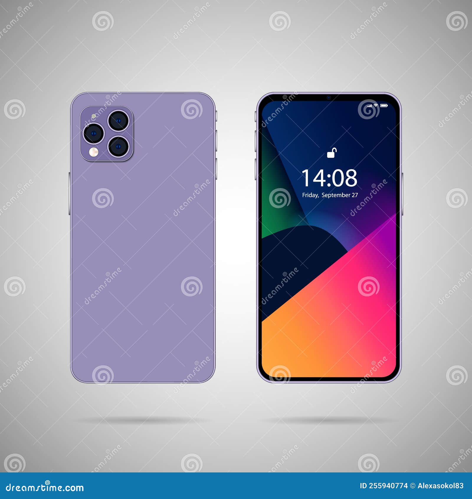Smartphone. Front and Back View Vector Illustration Stock Illustration ...