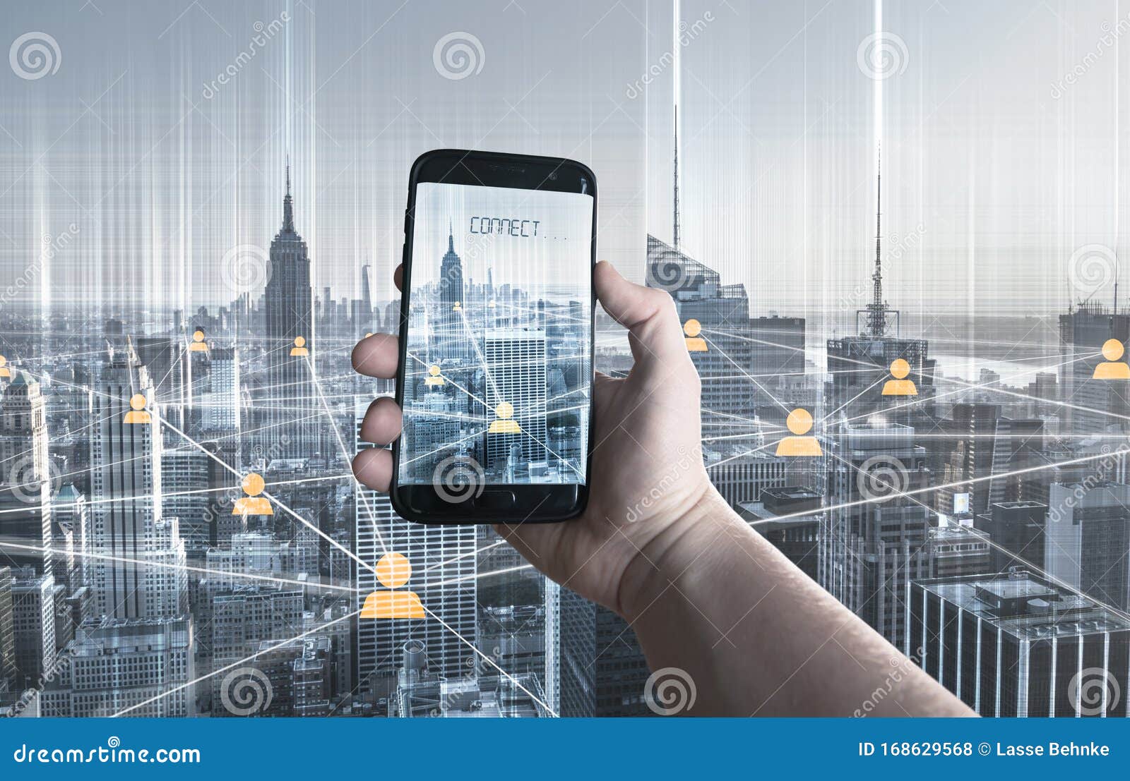 Smartphone Creates Connections Stock Photo - Image of people, york ...