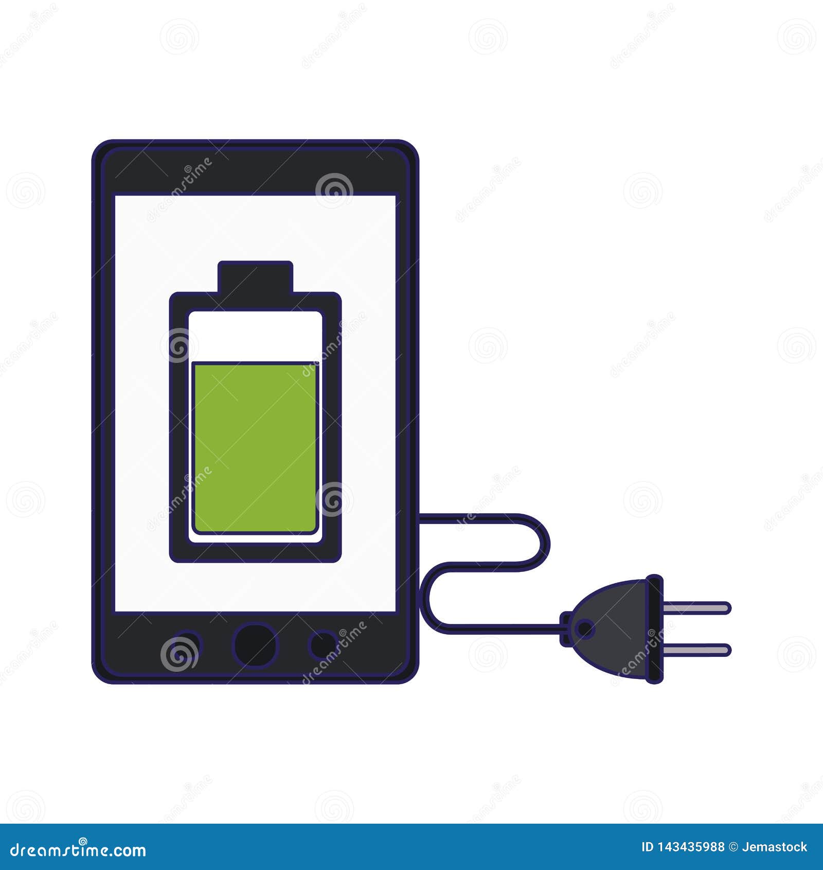 Smartphone full battery stock vector. Illustration of cellphone - 143435988