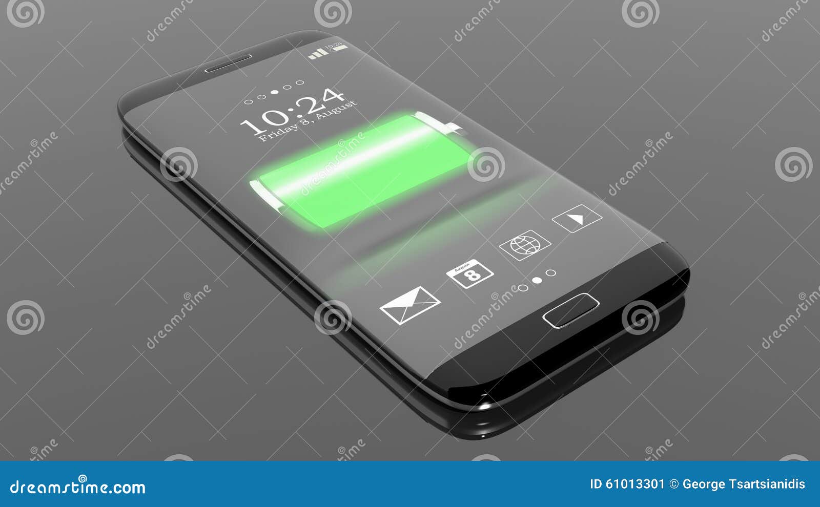 Smartphone with Full Battery Indicator on Screen Stock Illustration ...
