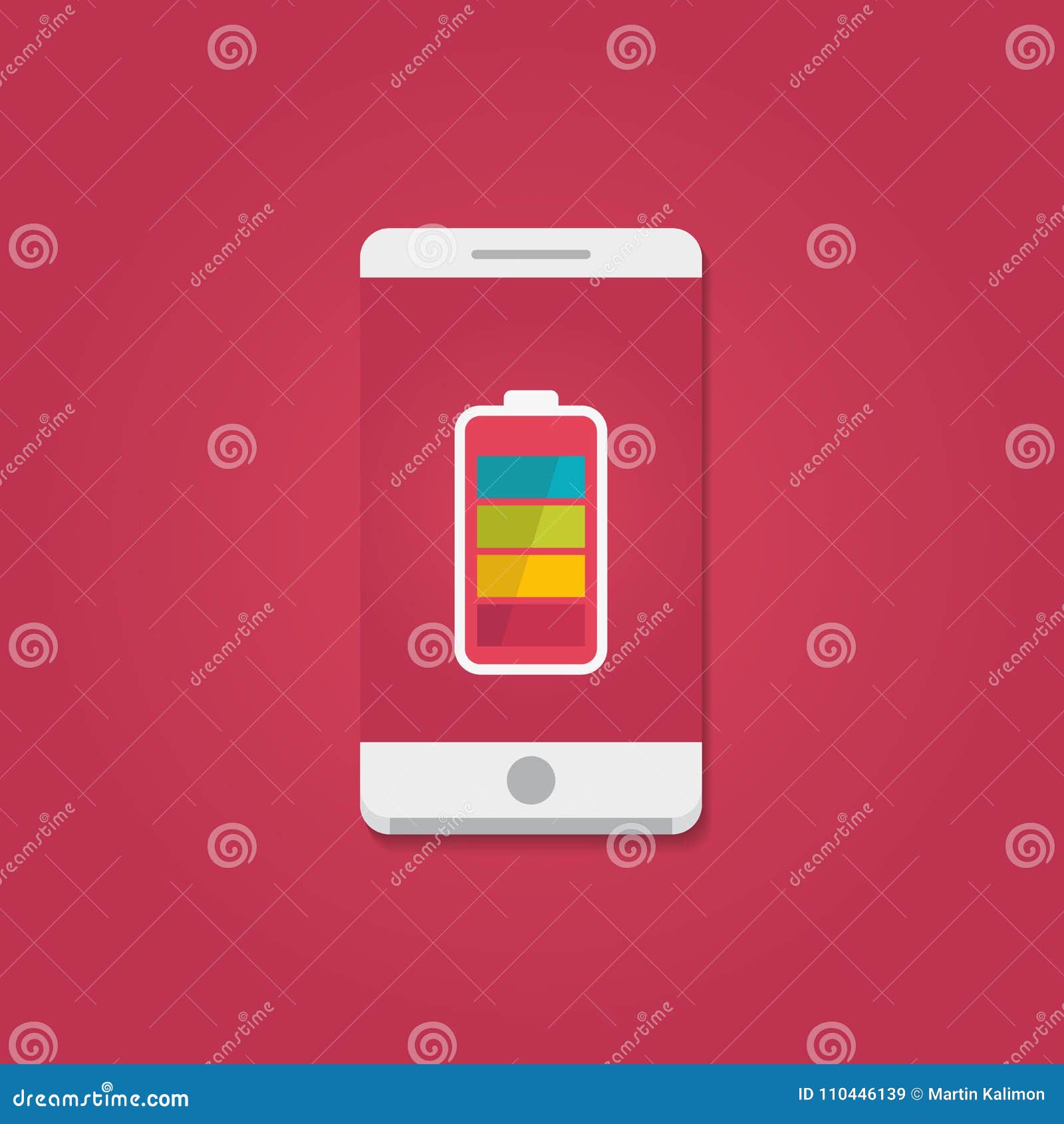 Smartphone with Full Battery on the Screen. Stock Vector - Illustration ...