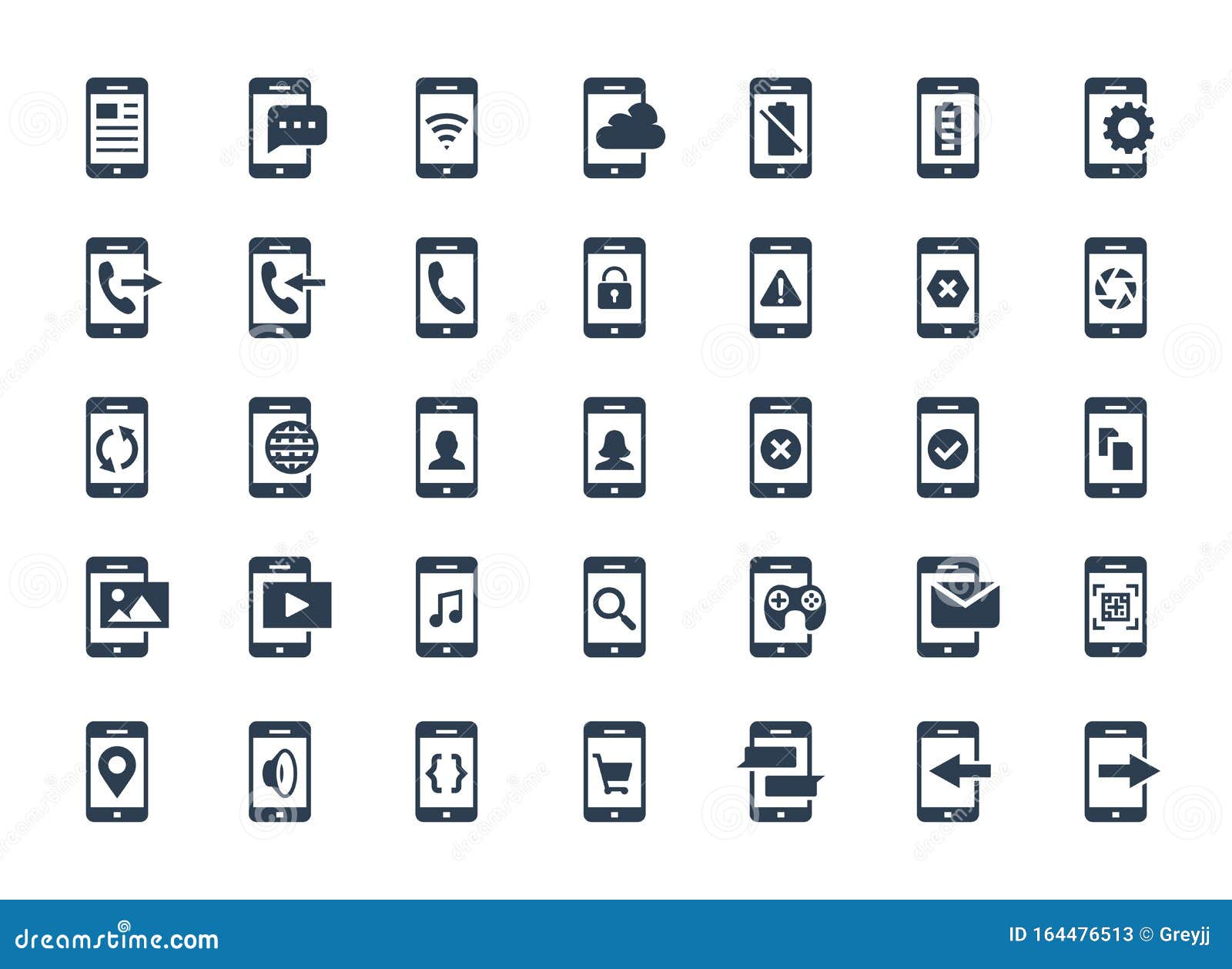 Smartphone Functions and Apps Icons Stock Vector - Illustration of ...