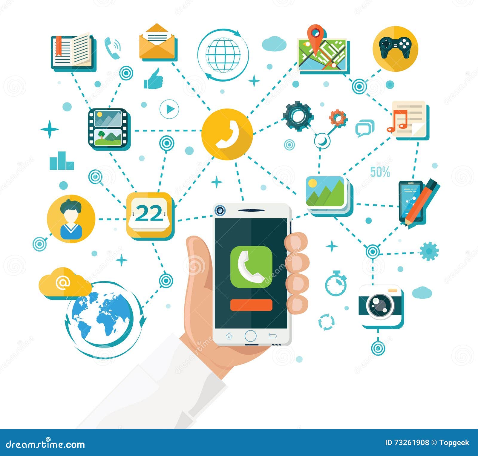 Smartphone Functions and Content Stock Vector - Illustration of mobile ...