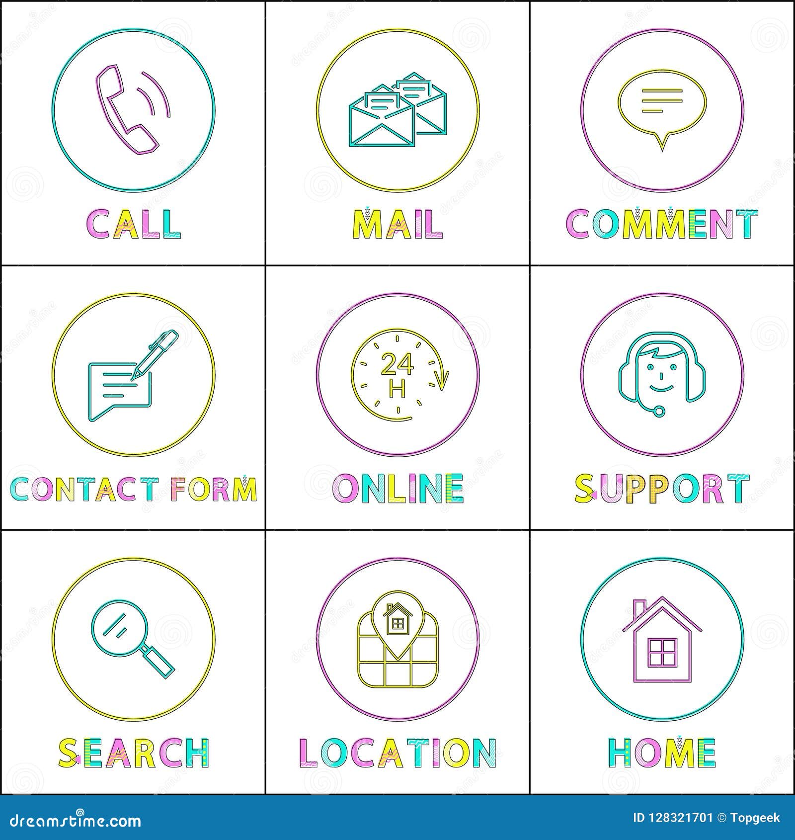 Smartphone Functions Linear Round Icons Templates Stock Vector ...