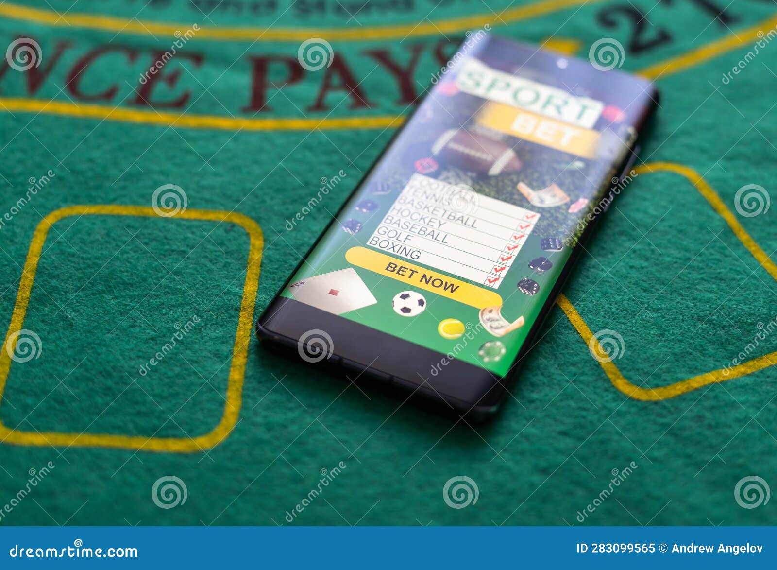 Smartphone with Gambling Mobile Application. Sport and Betting Concept ...
