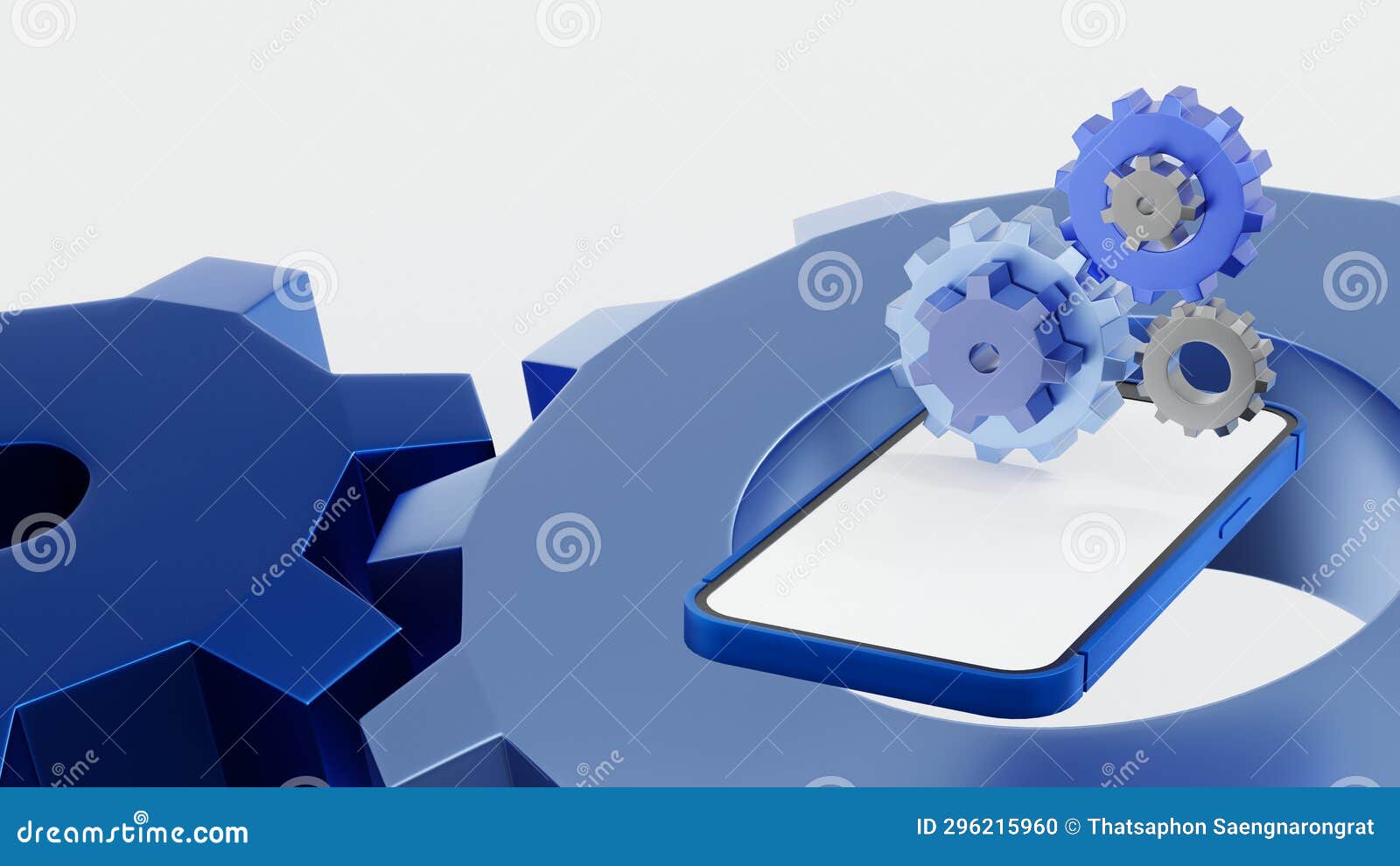 Smartphone with Gear and Cog Wheels, Maintenance, Install Application ...