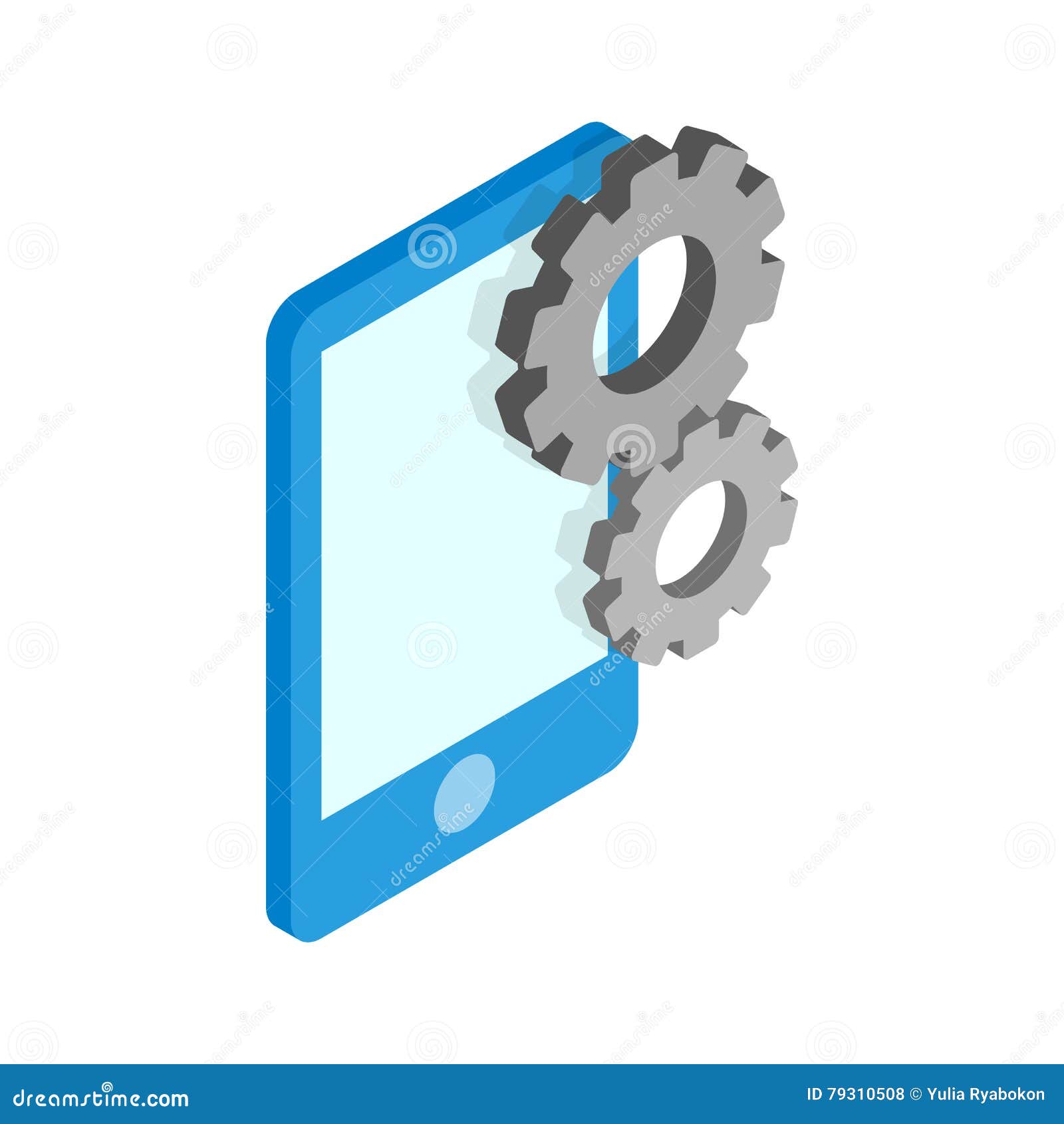 Smartphone with Gears Icon, Isometric 3d Style Stock Vector ...