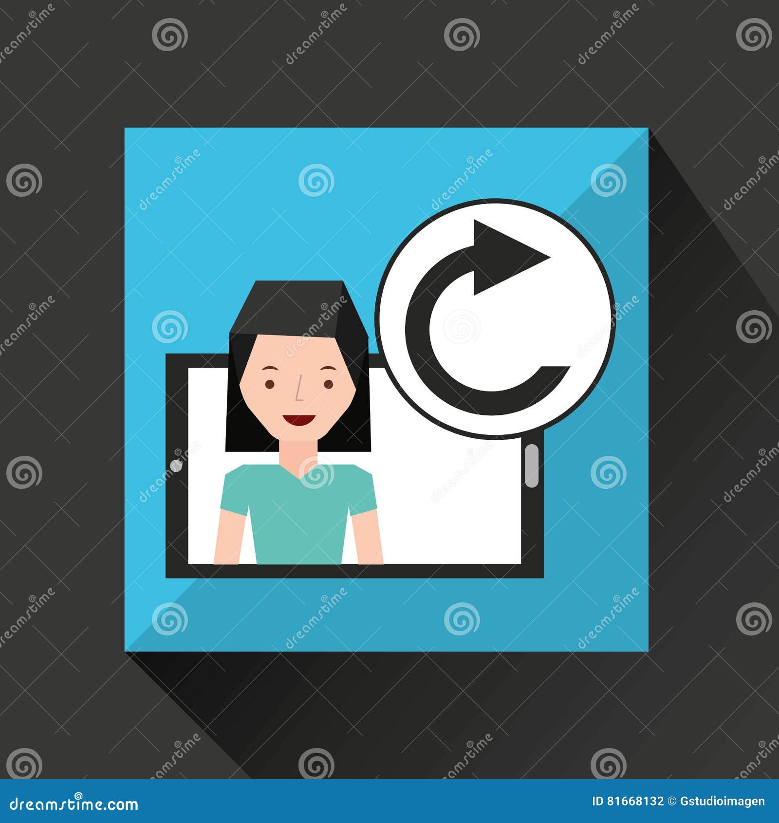 Smartphone Girl Cartoon Update Media Stock Vector - Illustration of ...