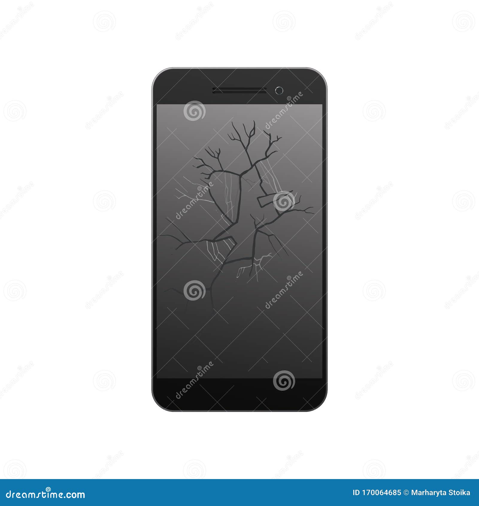 Smartphone glass smashed stock vector. Illustration of error - 170064685