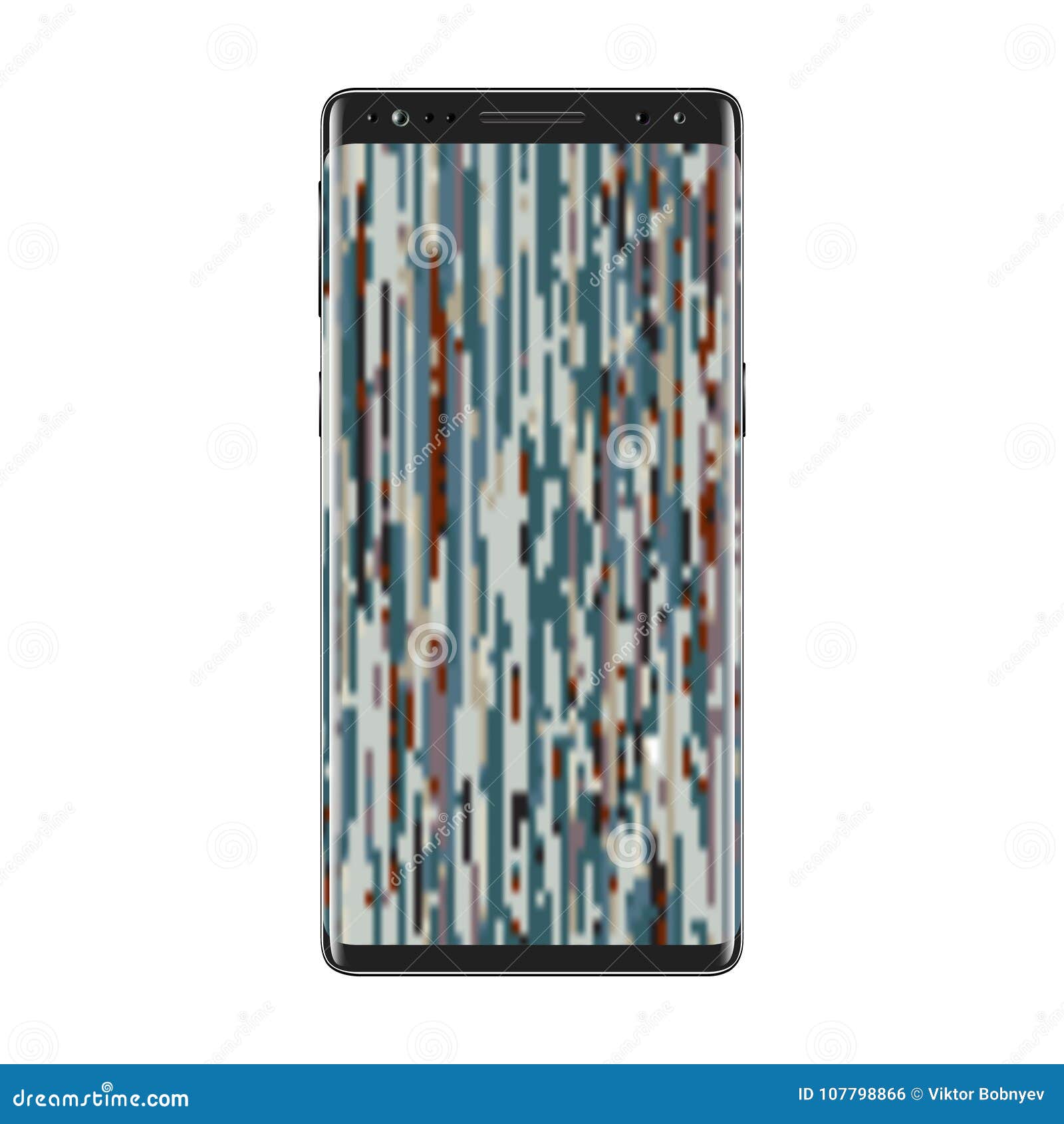 Smartphone with Glitch Effect Screen Stock Vector - Illustration of ...