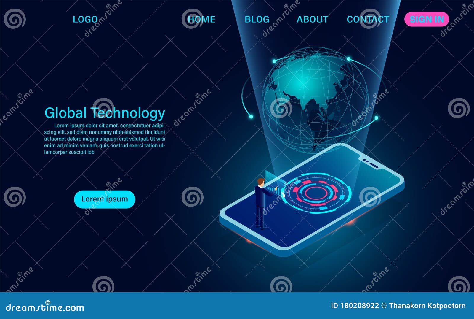 Smartphone with Global Network. Internet Connection and Global ...