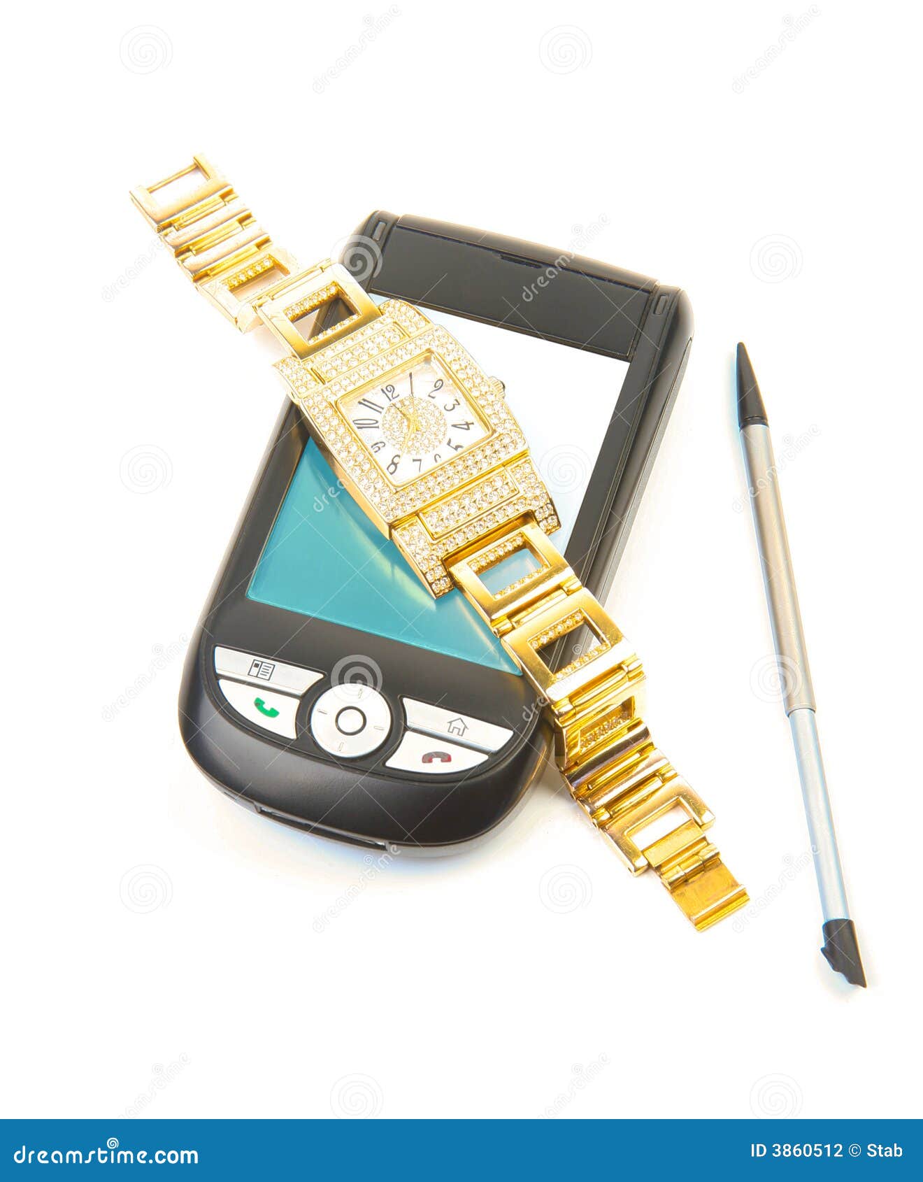Smartphone and Golden Watch. Stock Photo - Image of elegance, glisten ...