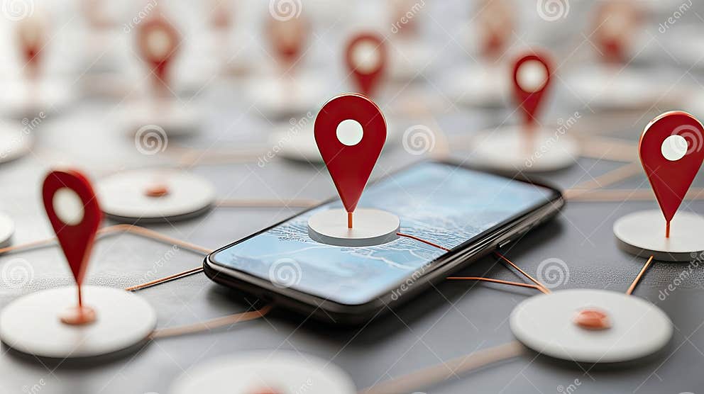 Smartphone GPS Location Tracking Network. Global Positioning System ...