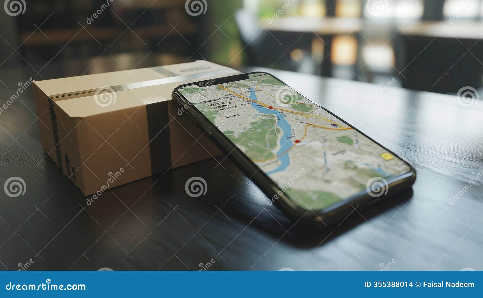 Smartphone GPS Navigation App Parcel Delivery Tracking Package Box Map ...