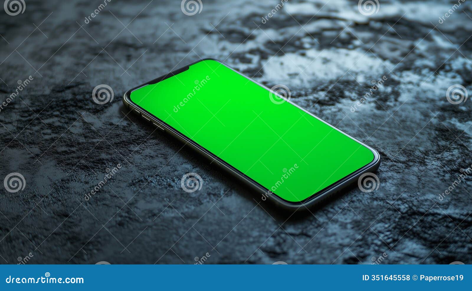 Smartphone with Green Screen on Dark Surface, Ideal for Mockups Stock ...