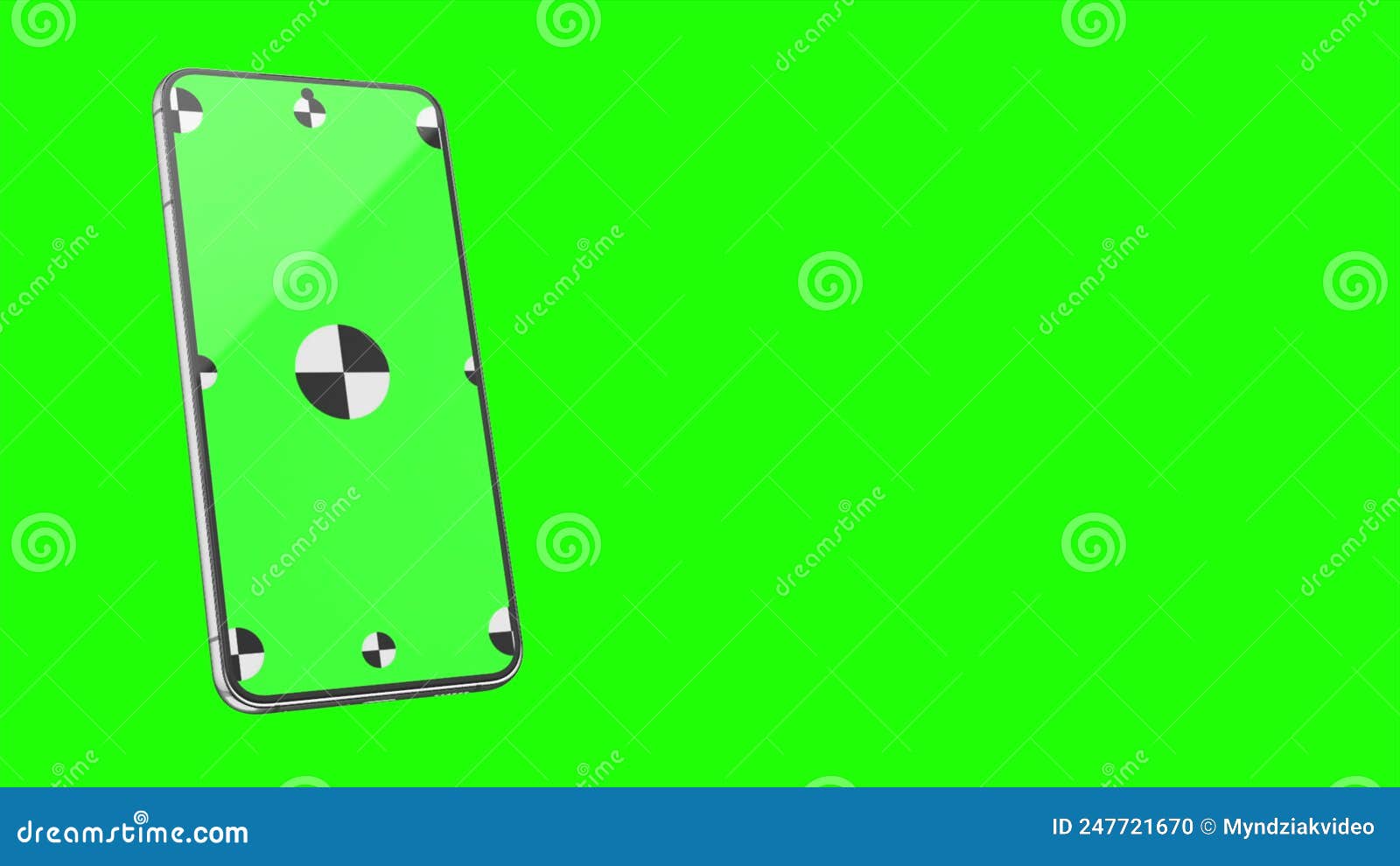 Smartphone with Green Screen and Marks for Tracking. Phone Display with ...