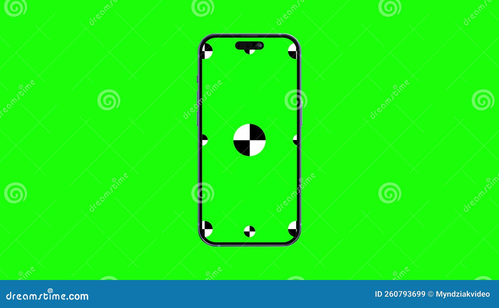 Smartphone with Green Screen and Marks for Tracking. Phone Display with ...