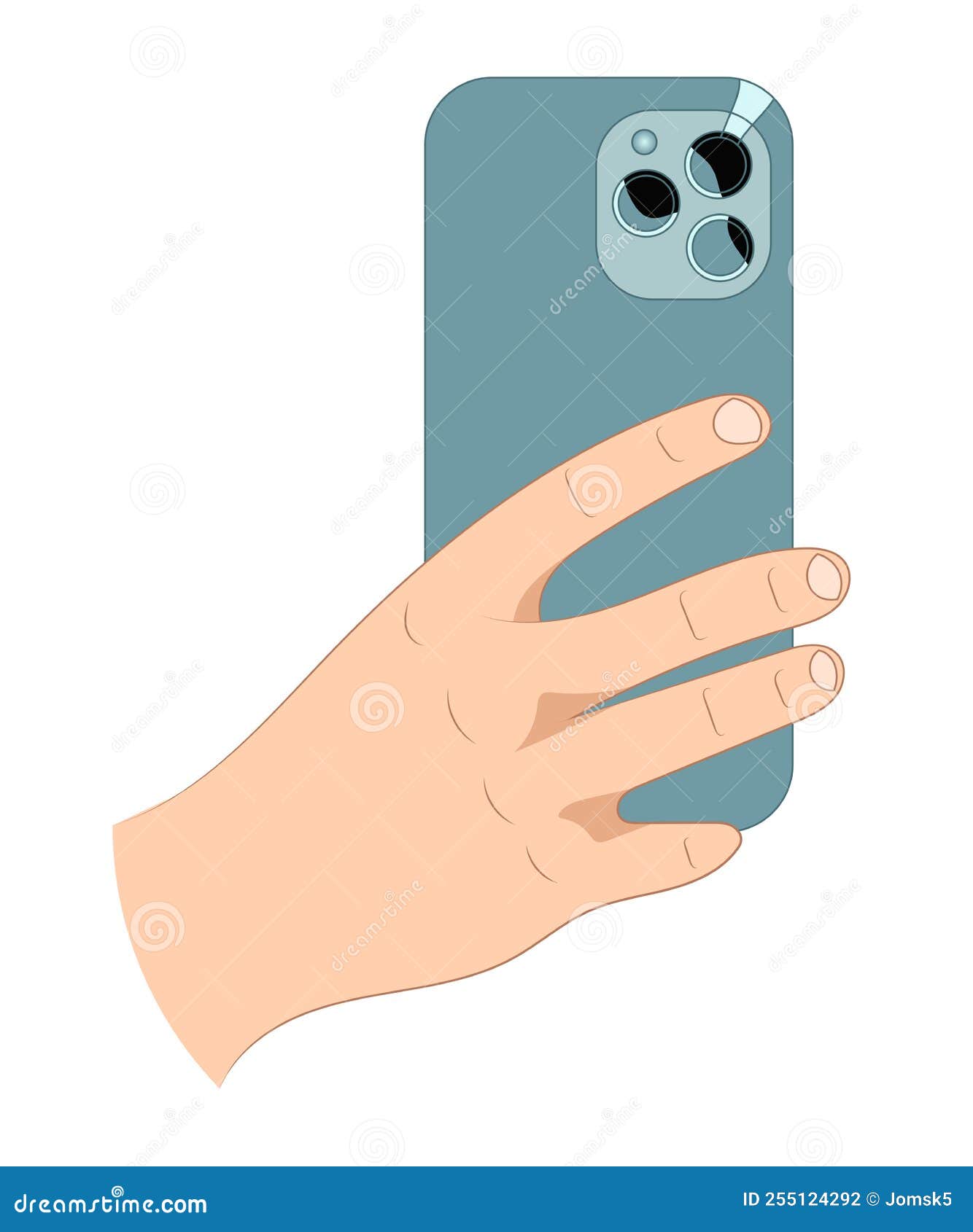 Smartphone in Hand Back View Vector Illustration Stock Vector ...