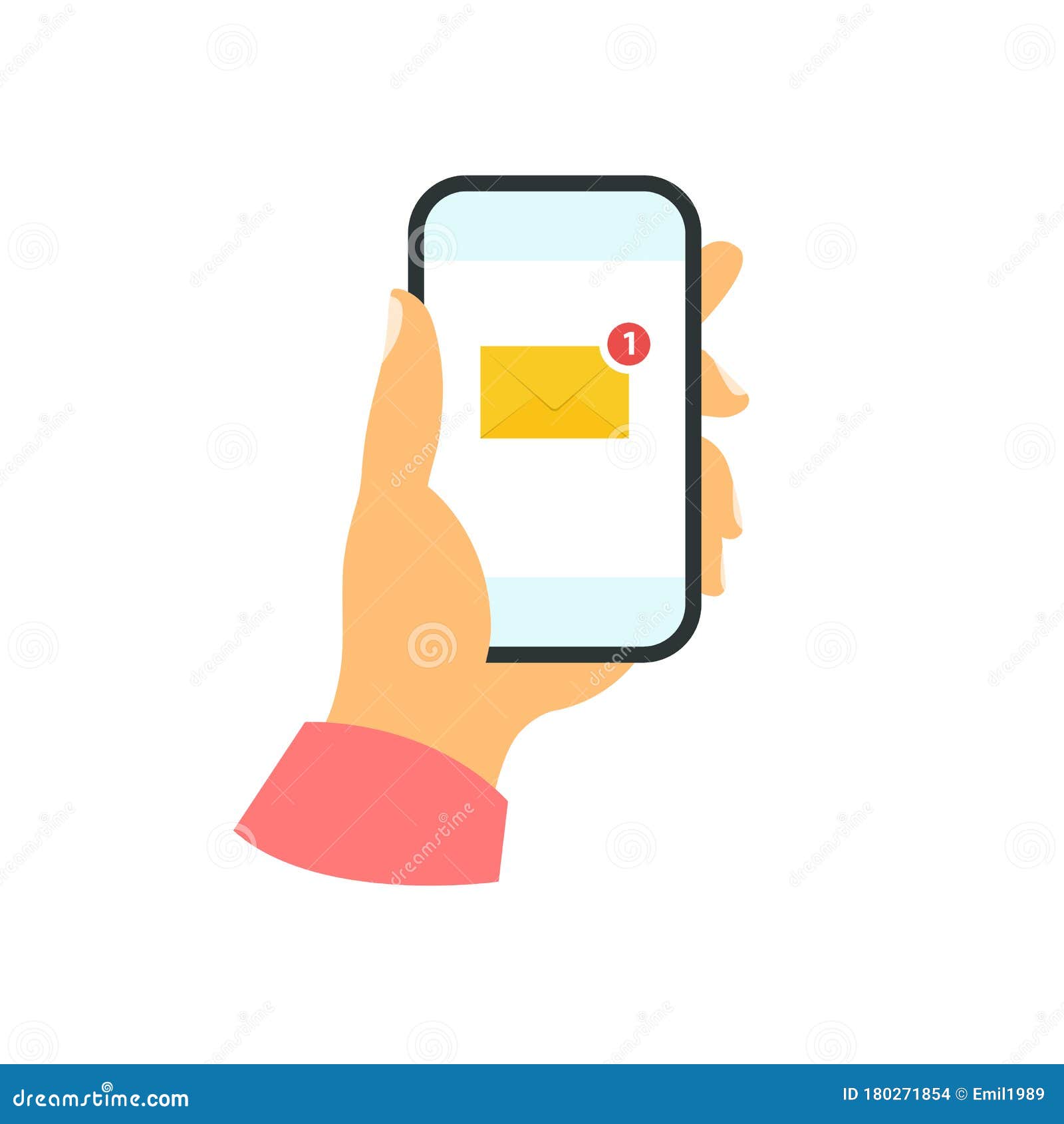 Smartphone in Hand Concept. New Message Stock Illustration ...