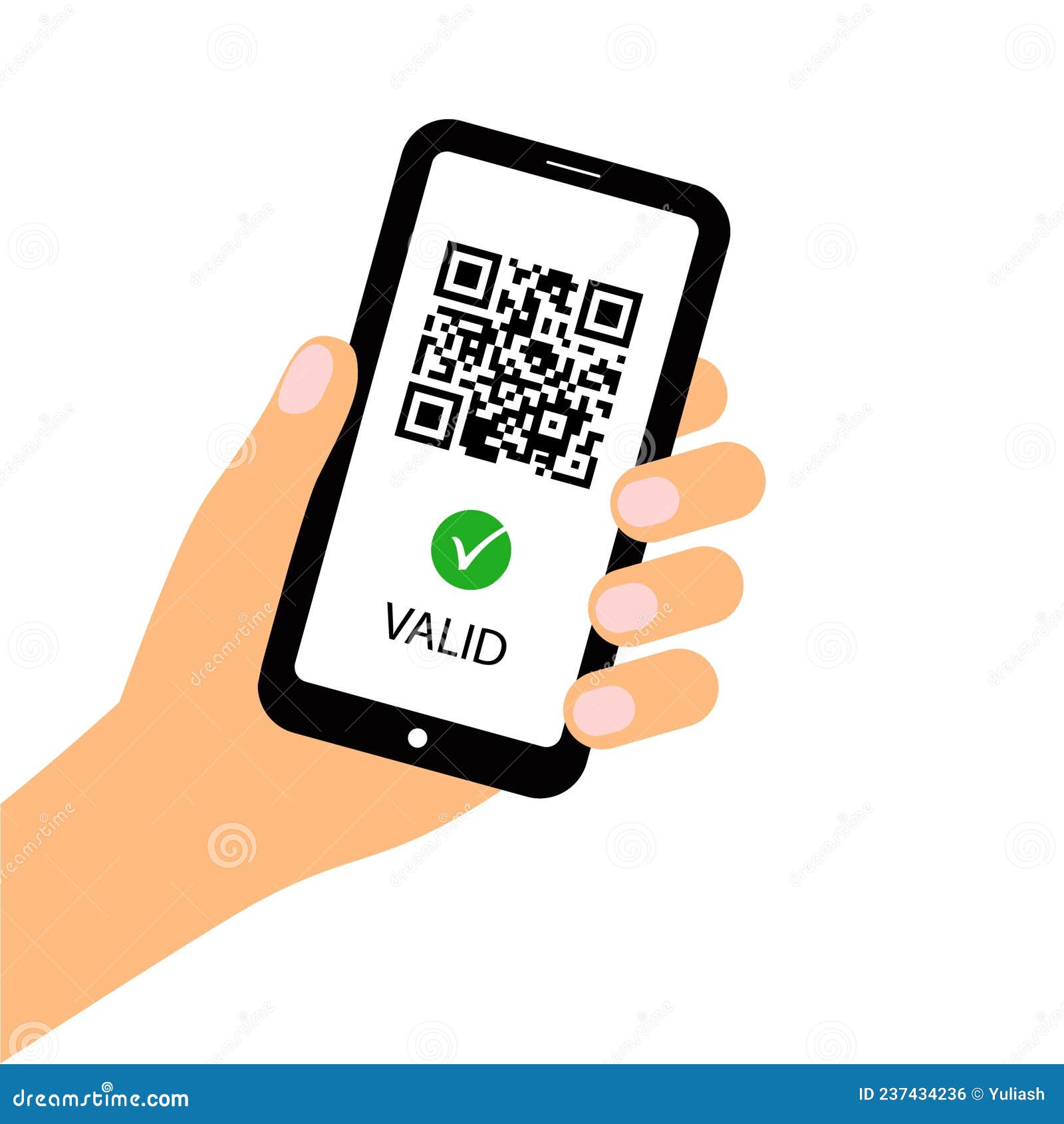 Smartphone in Hand with Covid Vaccination QR Code. Valid Certificate ...