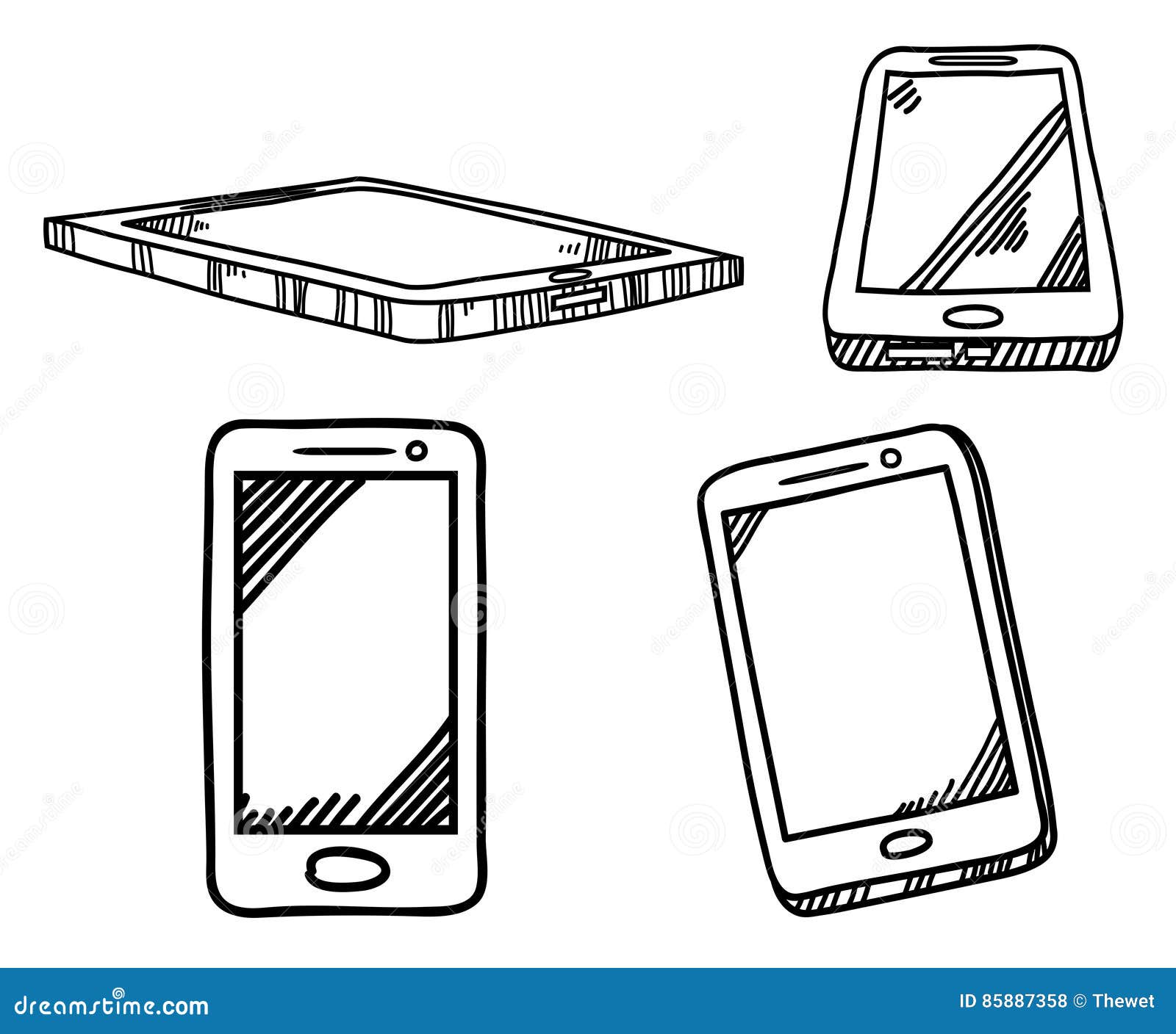 Smartphone Hand Drawn Sketch Stock Illustration - Illustration of icon ...