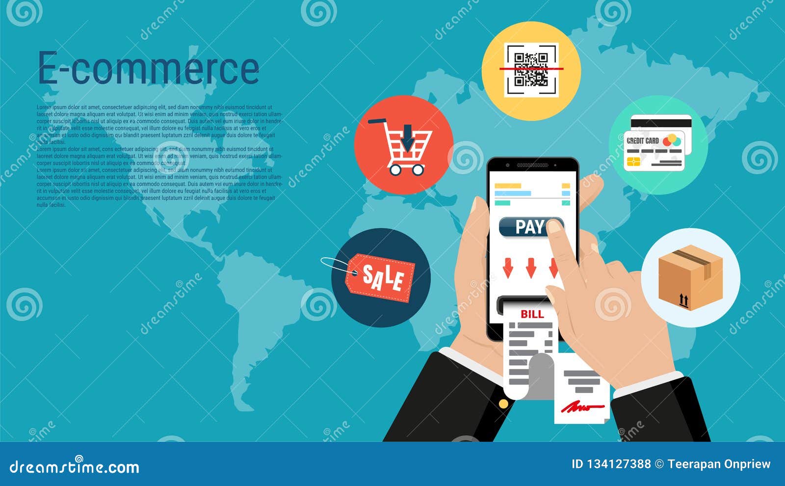 E-Commerce Infographic Concept With Shopping Cart Symbol Stock Image ...