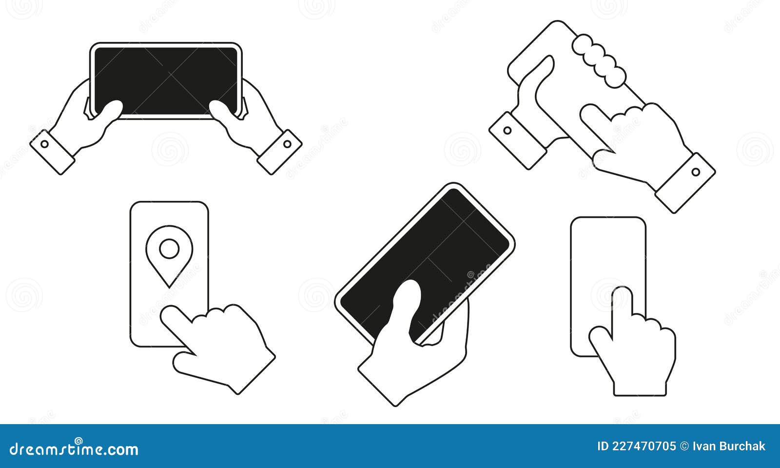 Smartphone Hand Icon Set. Vector Illustration Stock Vector ...