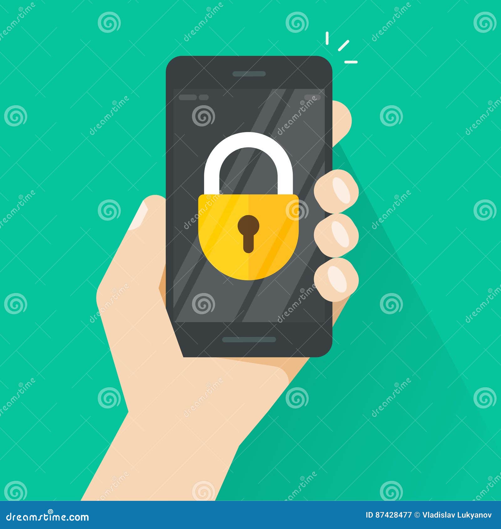 Smartphone In Hand With Lock Icon On Screen Vector, Locked Mobile Phone ...