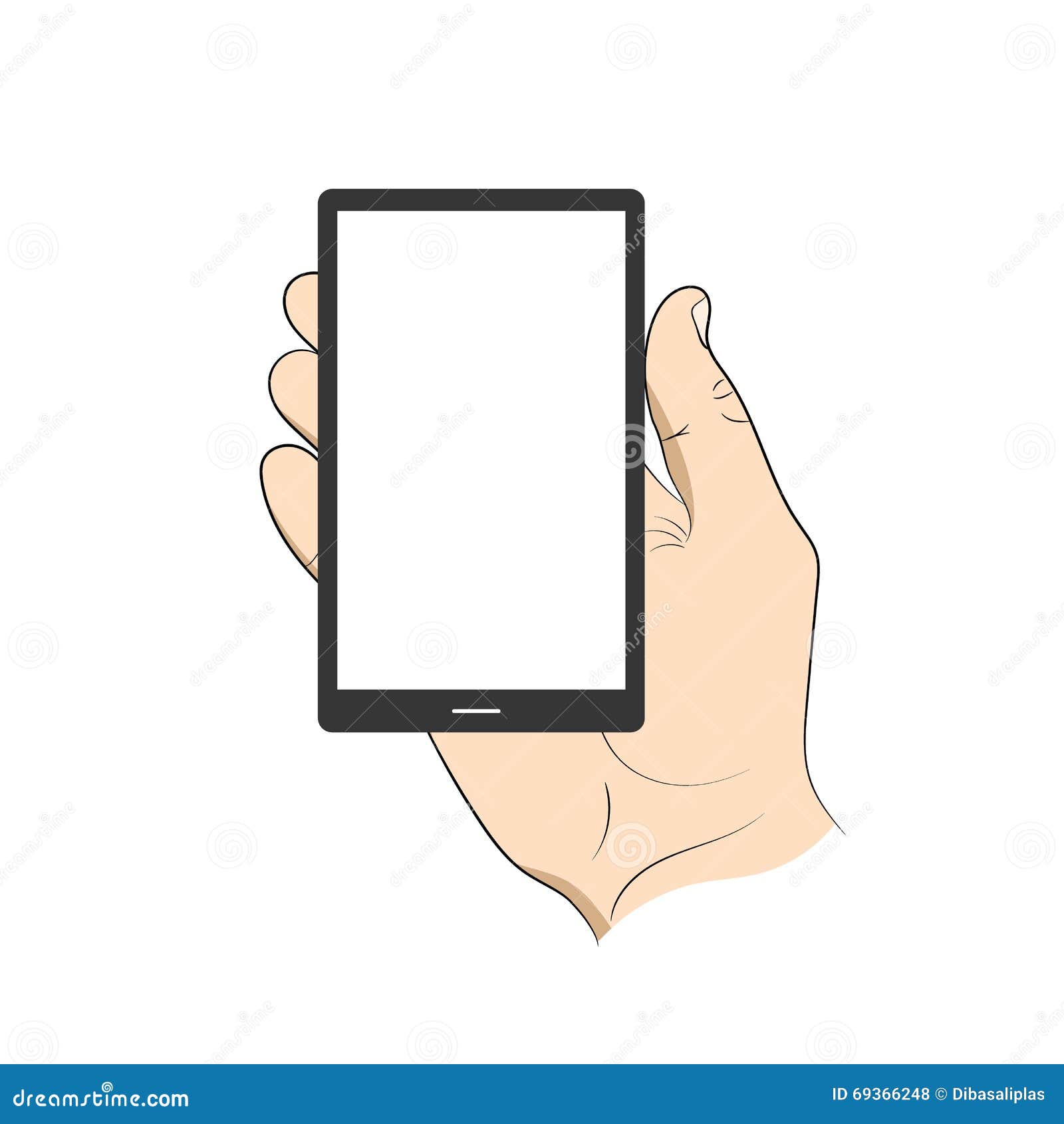 Smartphone in hand man. stock vector. Illustration of send - 69366248