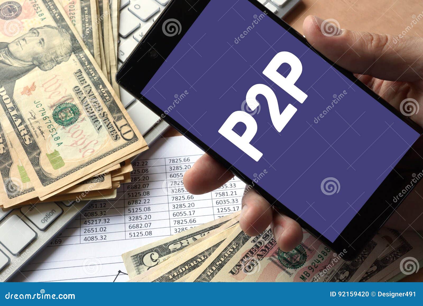 Smartphone in Hand with Message P2P. Stock Photo - Image of profit ...