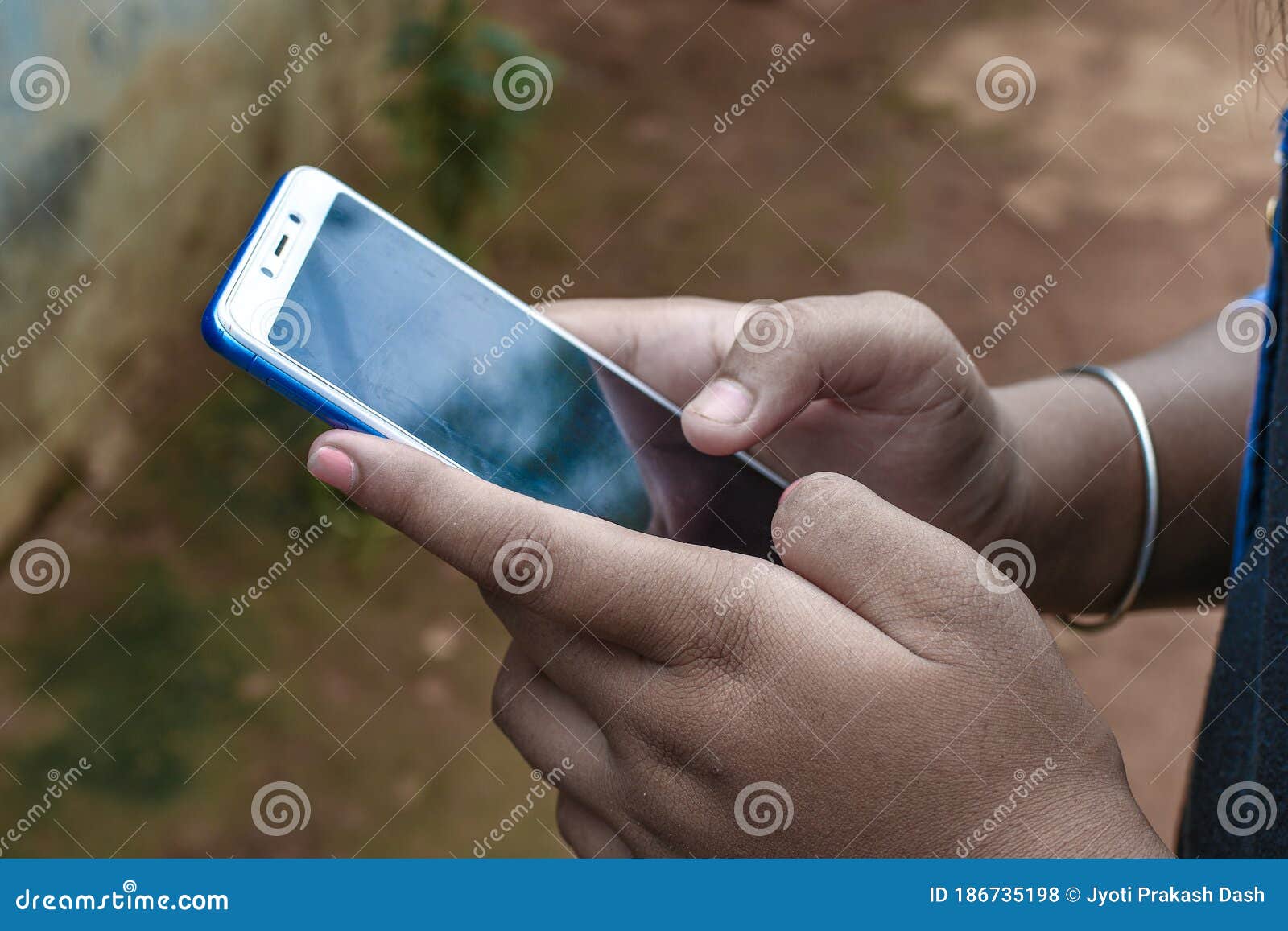 Smartphone on Hand in Operating Pose Image. Stock Photo - Image of hand ...