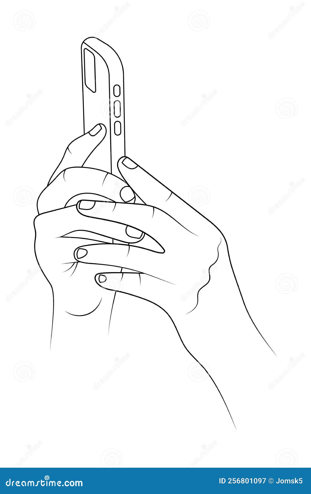 Smartphone in Hand Side View Sketch Vector Illustration Stock Vector ...
