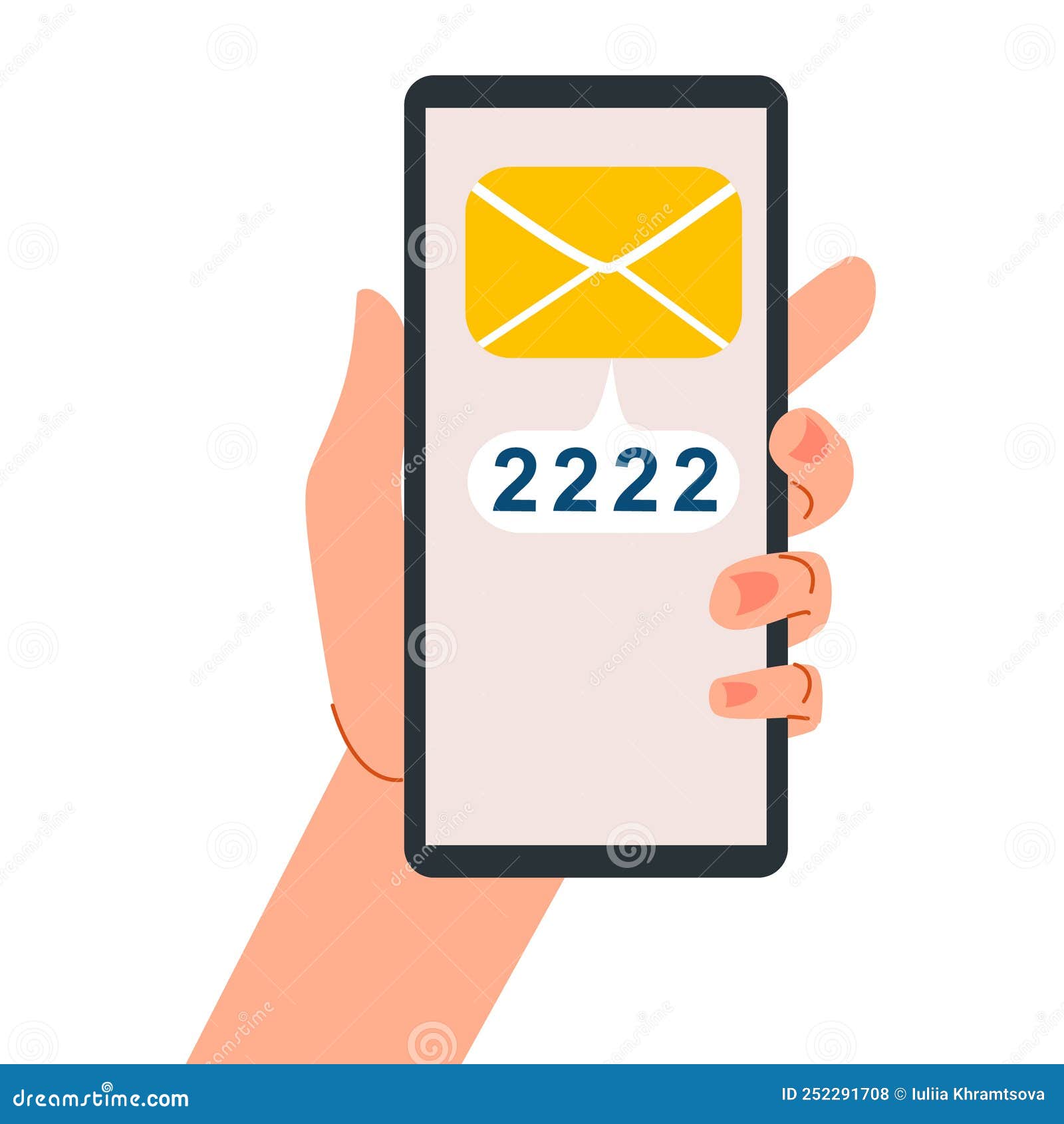 Smartphone in Hand. Two-factor Authentication Stock Illustration ...