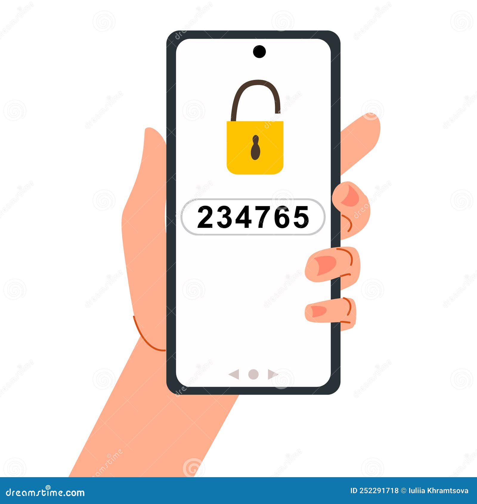 Smartphone in Hand. Two-factor Authentication Stock Illustration ...