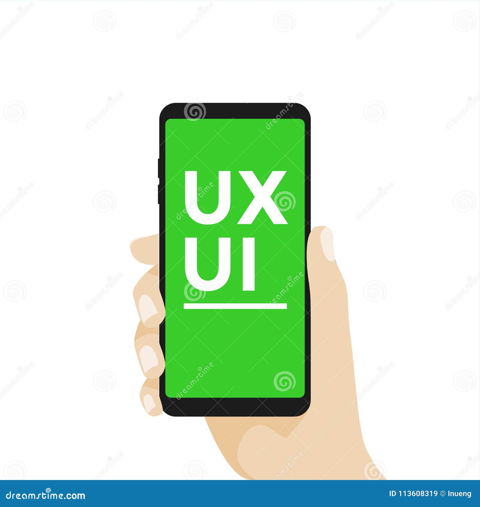 Smartphone in Hand with UX/UI Text. Stock Vector - Illustration of ...