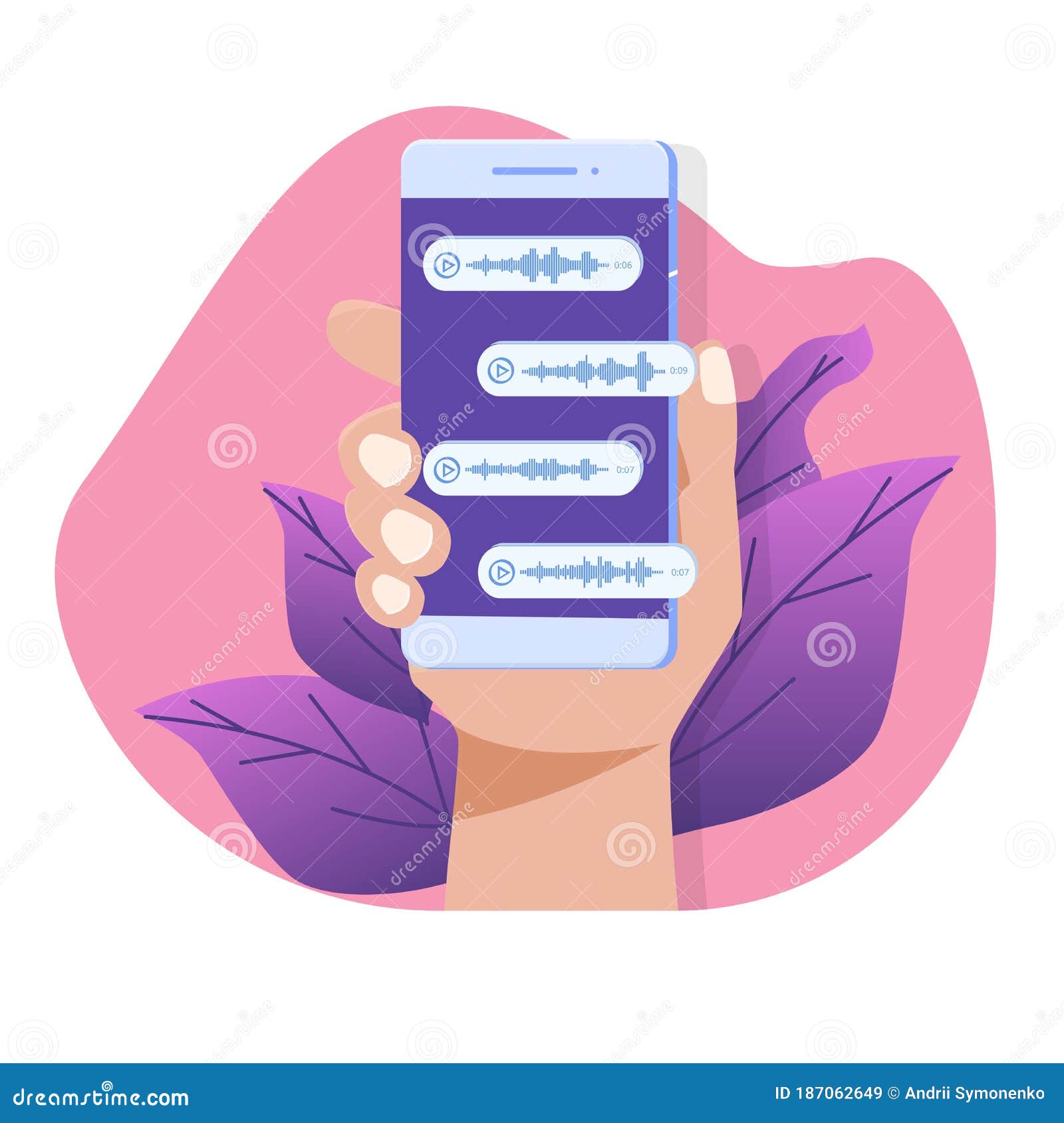 Set Voice Messages Icon With Sound Wave For Social Media. Sms Template ...