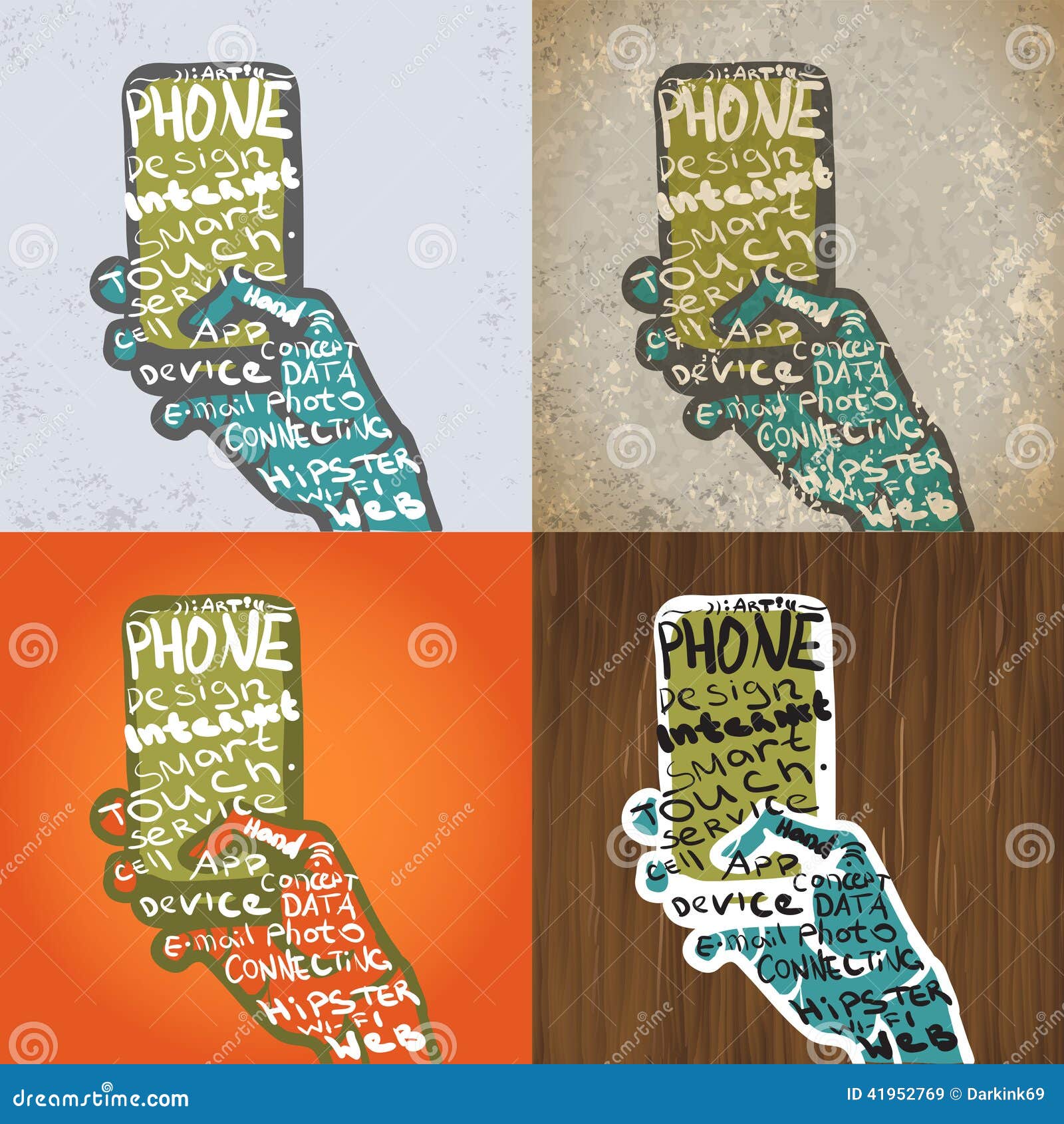 Smartphone with Hands Graphic Design. Typographic Elements Stock Vector ...