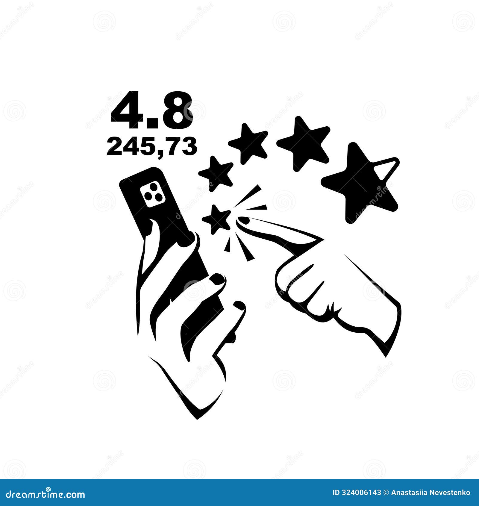 Smartphone in Hands with Rating. Feedback Concept. Evaluation Stock ...