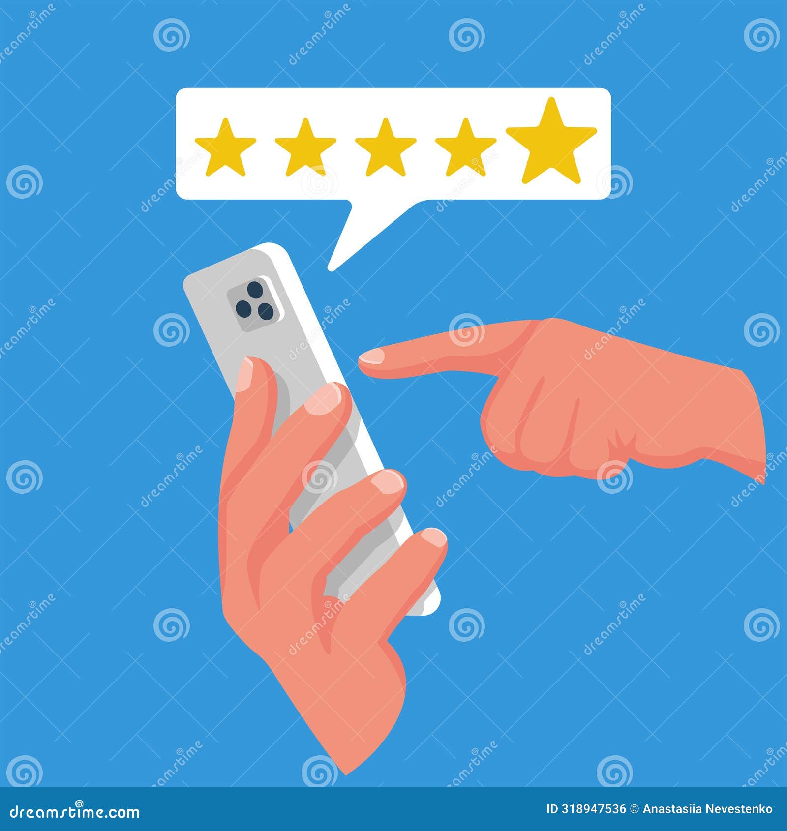 Smartphone in Hands with Rating. Feedback Concept. Evaluation Stock ...