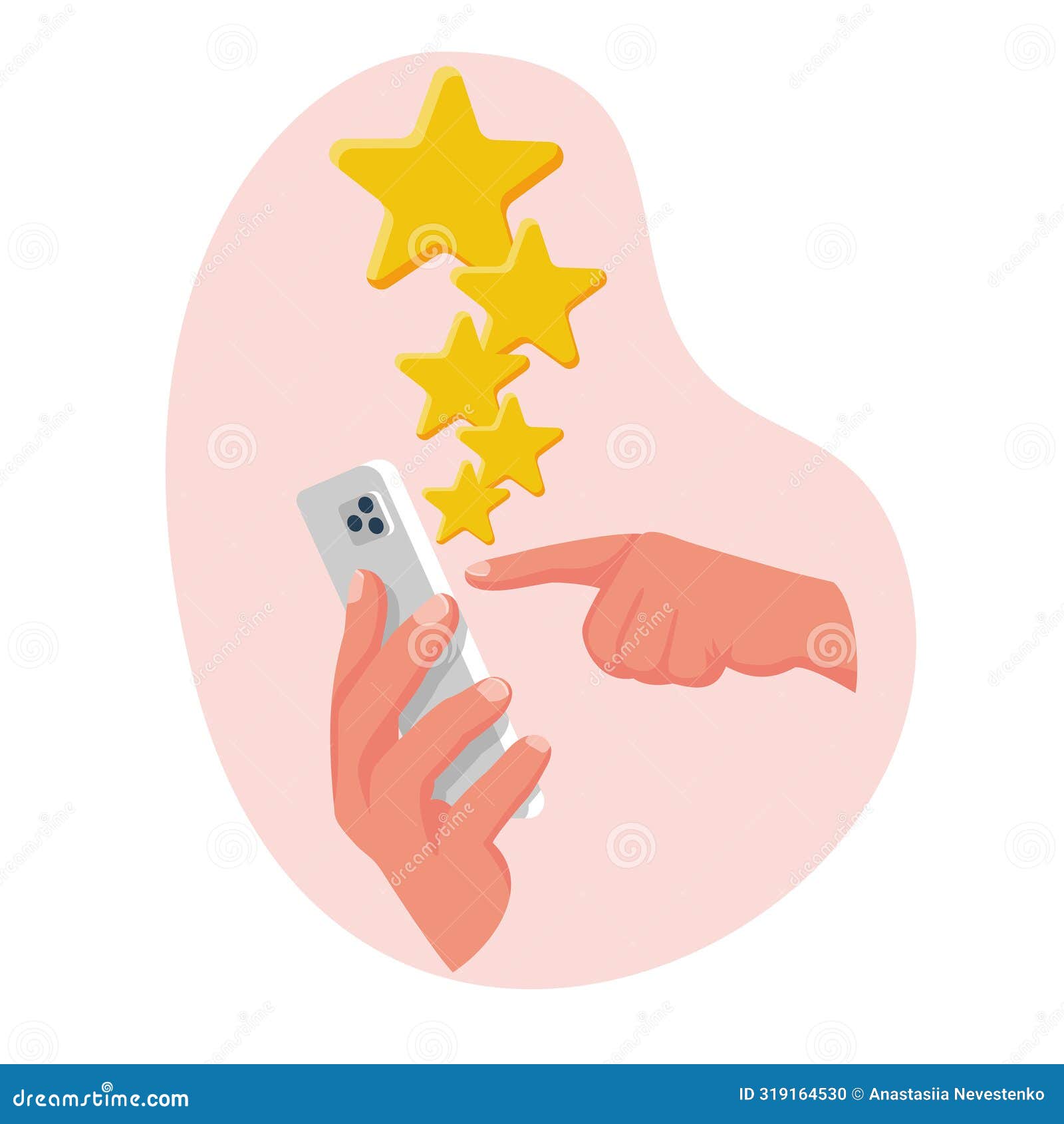 Smartphone in Hands with Rating. Feedback Concept. Evaluation. Vector ...